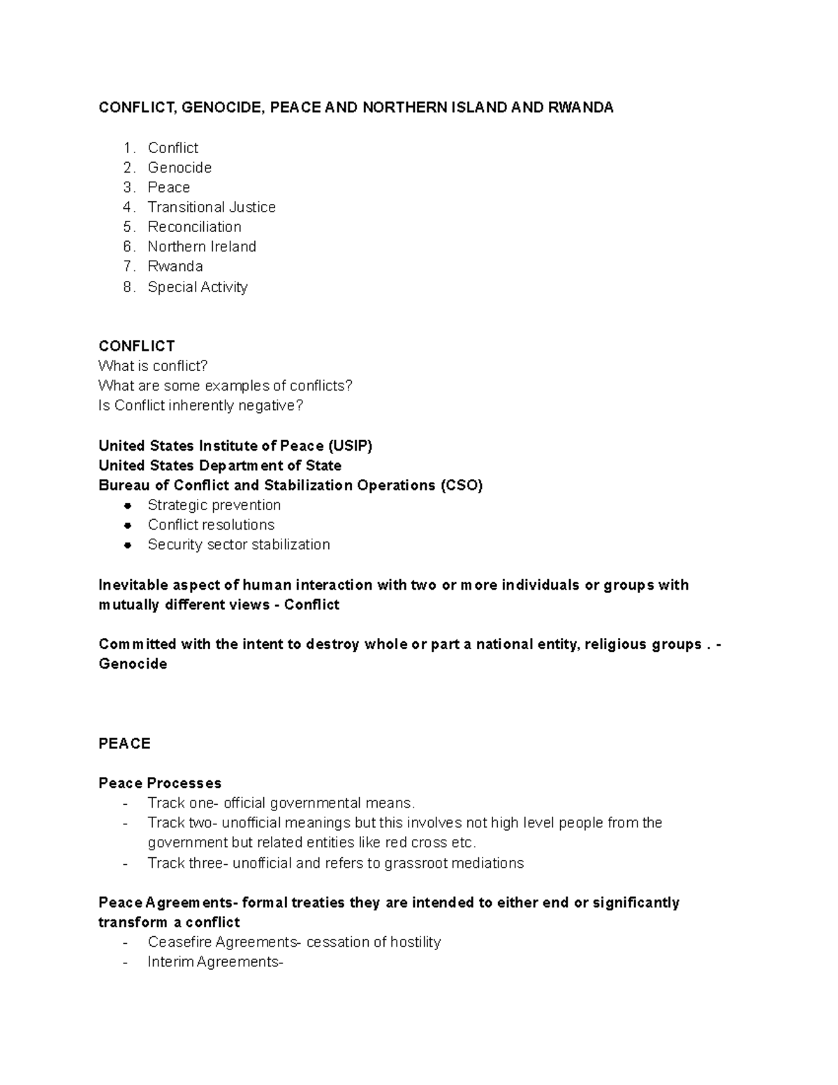 CONFLICT, GENOCIDE, PEACE AND NORTHERN ISLAND AND RWANDA - CONFLICT ...