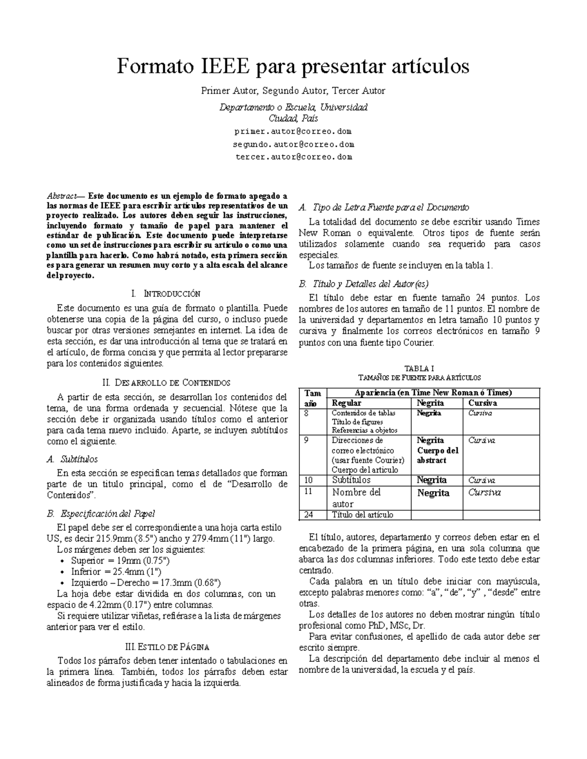 Formato IEEE - Los autores deben seguir las instrucciones, incluyendo ...