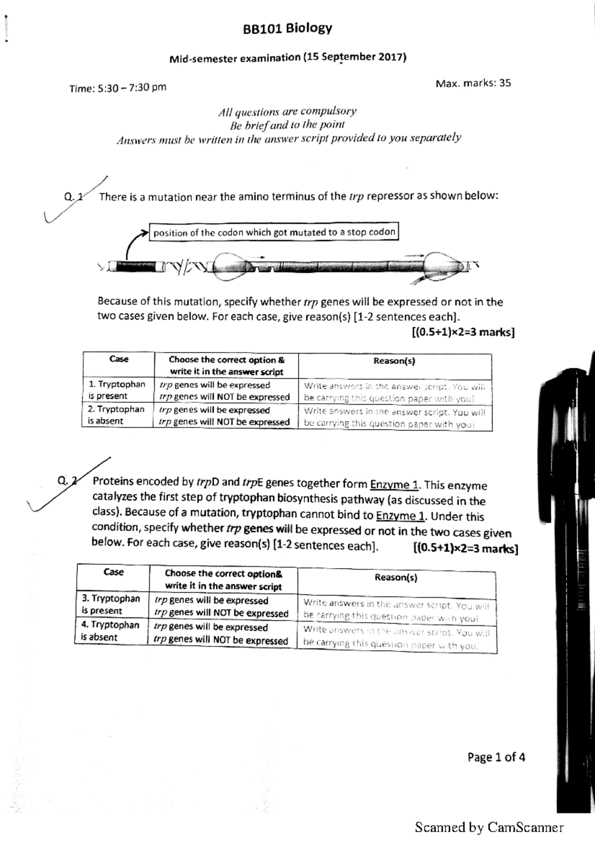 2017 Midsem Paper - Biology - Studocu
