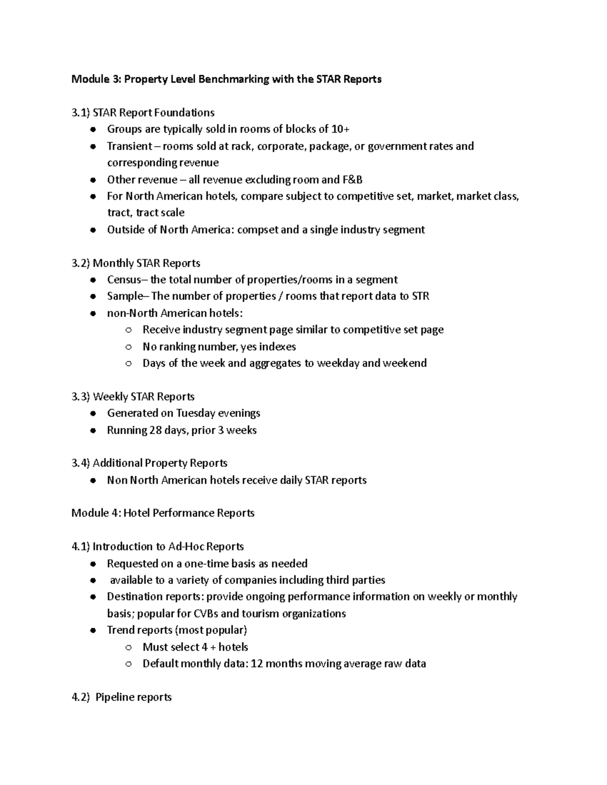 CHIA Exam Notes Modules 3-4 - Module 3: Property Level Benchmarking ...