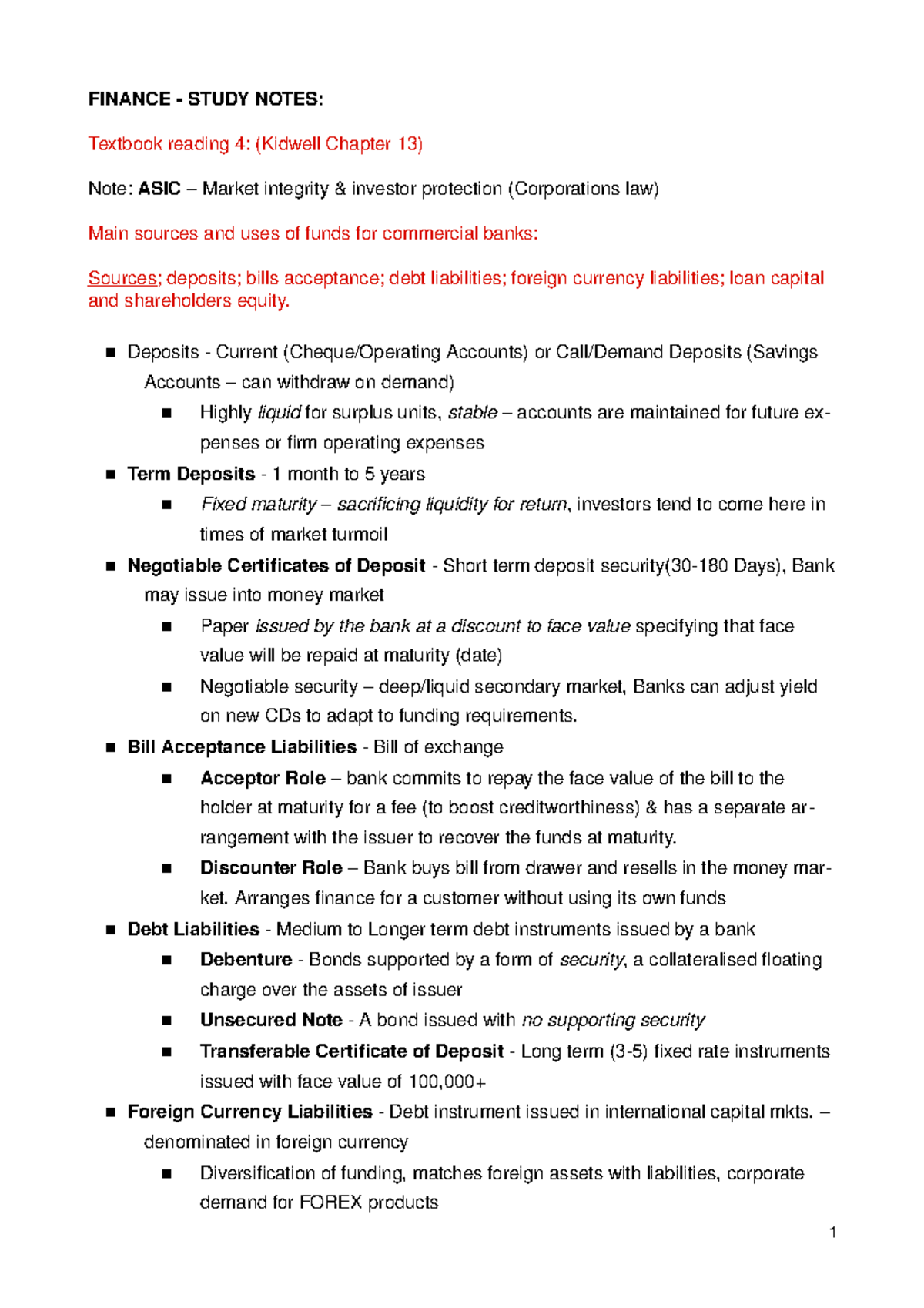 Fin Notes WORD - Summary Corporate Finance - FINANCE - STUDY NOTES ...