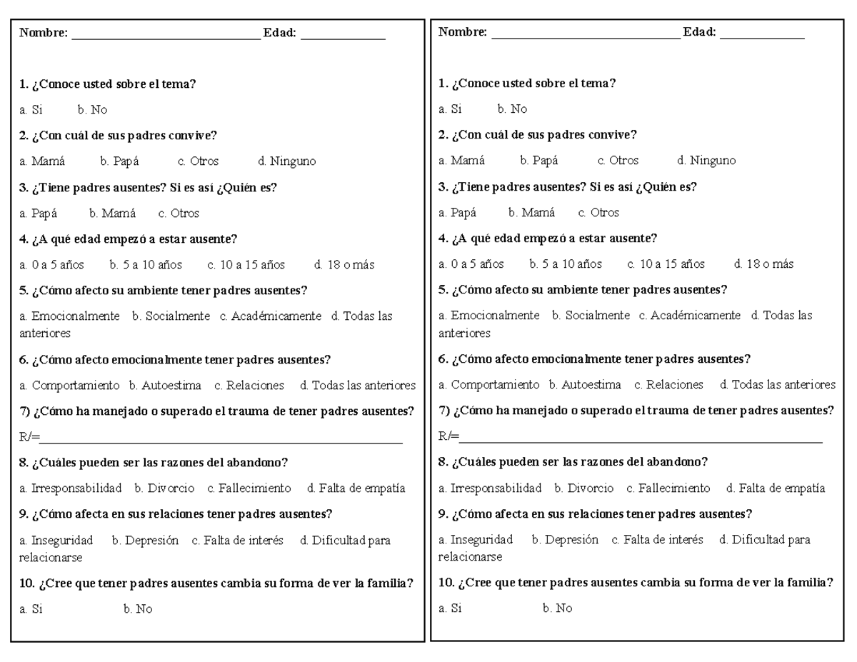 Encuestas - Nombre: _____________________________ Edad ...