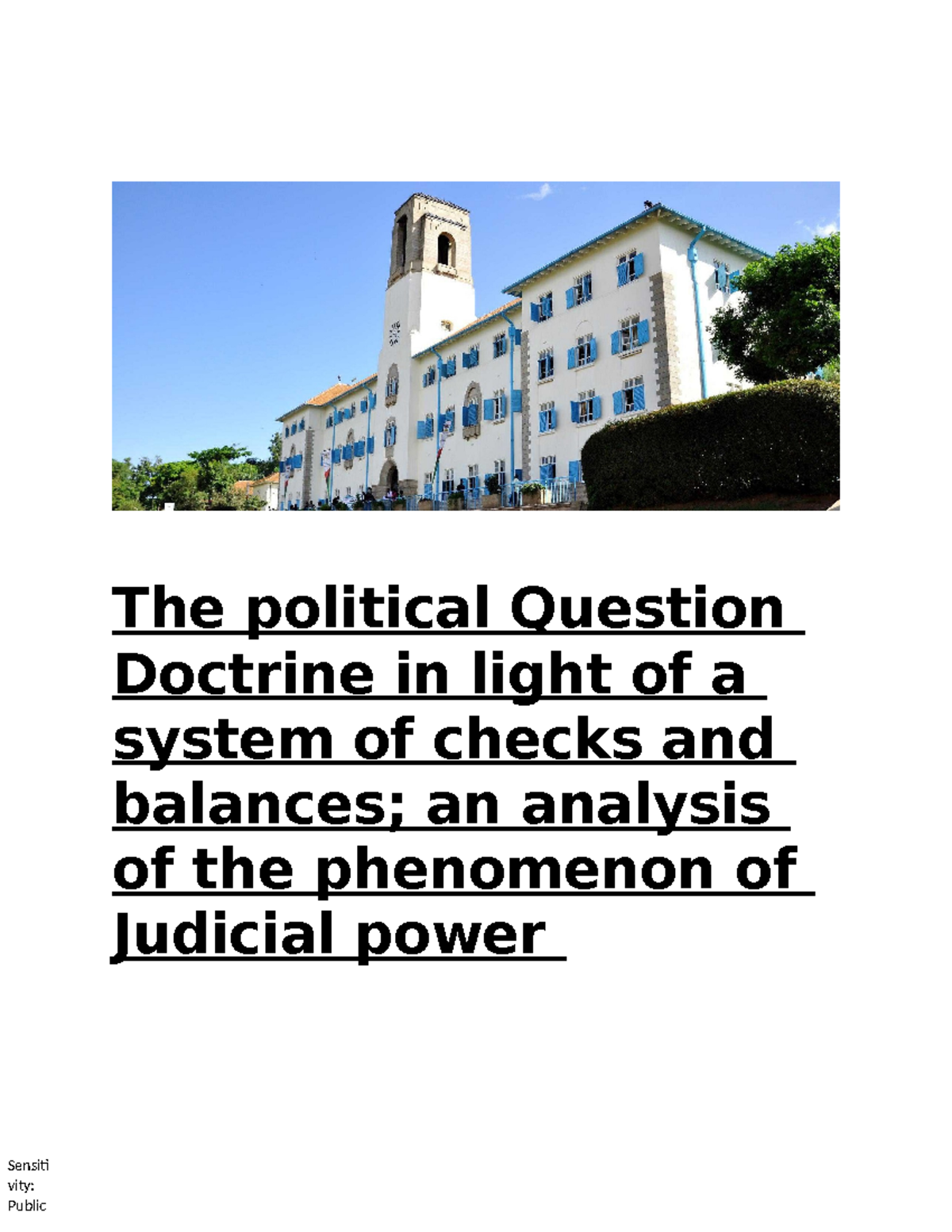 The political Question Doctrine in light - Sensiti vity: The political ...