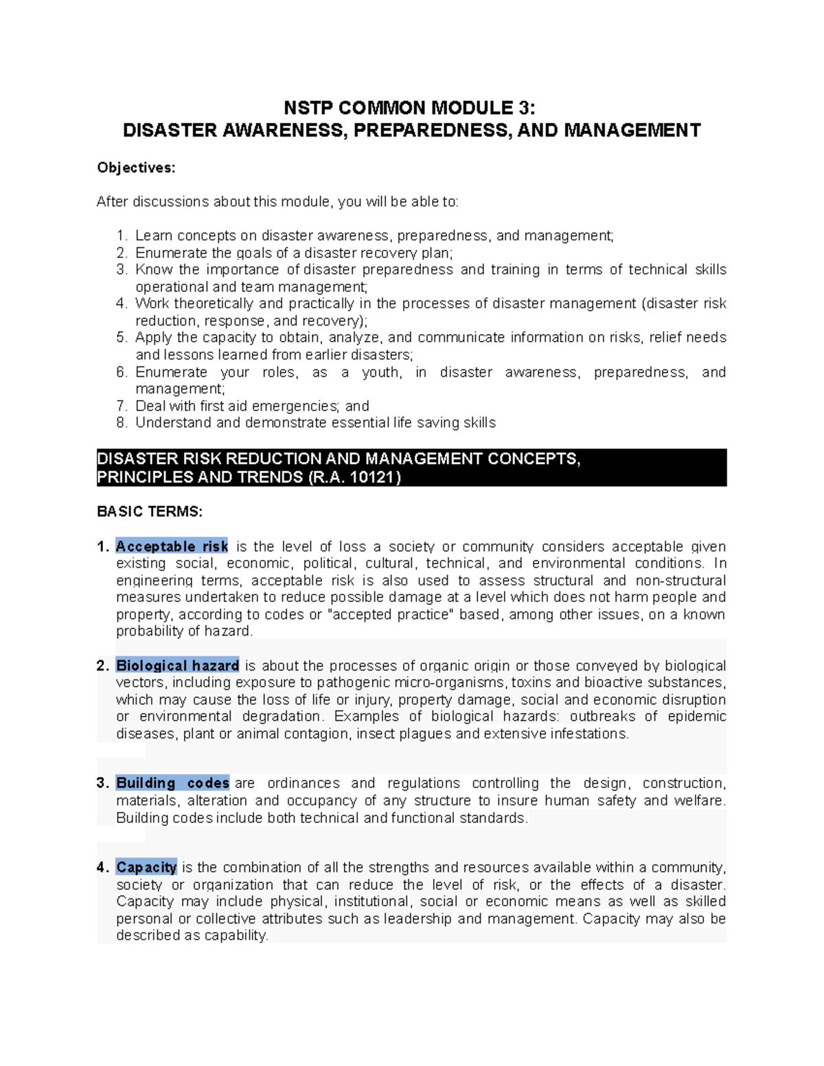 3-Common Module-3-Disaster Awareness Preparedness and Management Revised - NSTP COMMON MODULE 3 ...