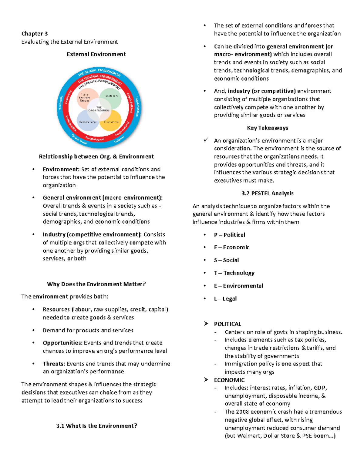 Stratman - Chapters 3 AND 4 - Chapter 3 Evaluating the External Environment External Environment ...