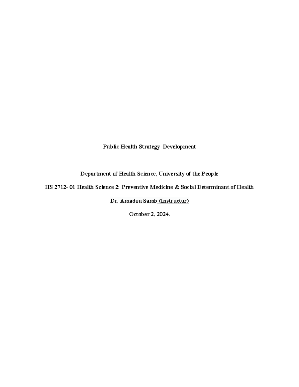 Public Health Strategy Development - Public Health Strategy Development ...