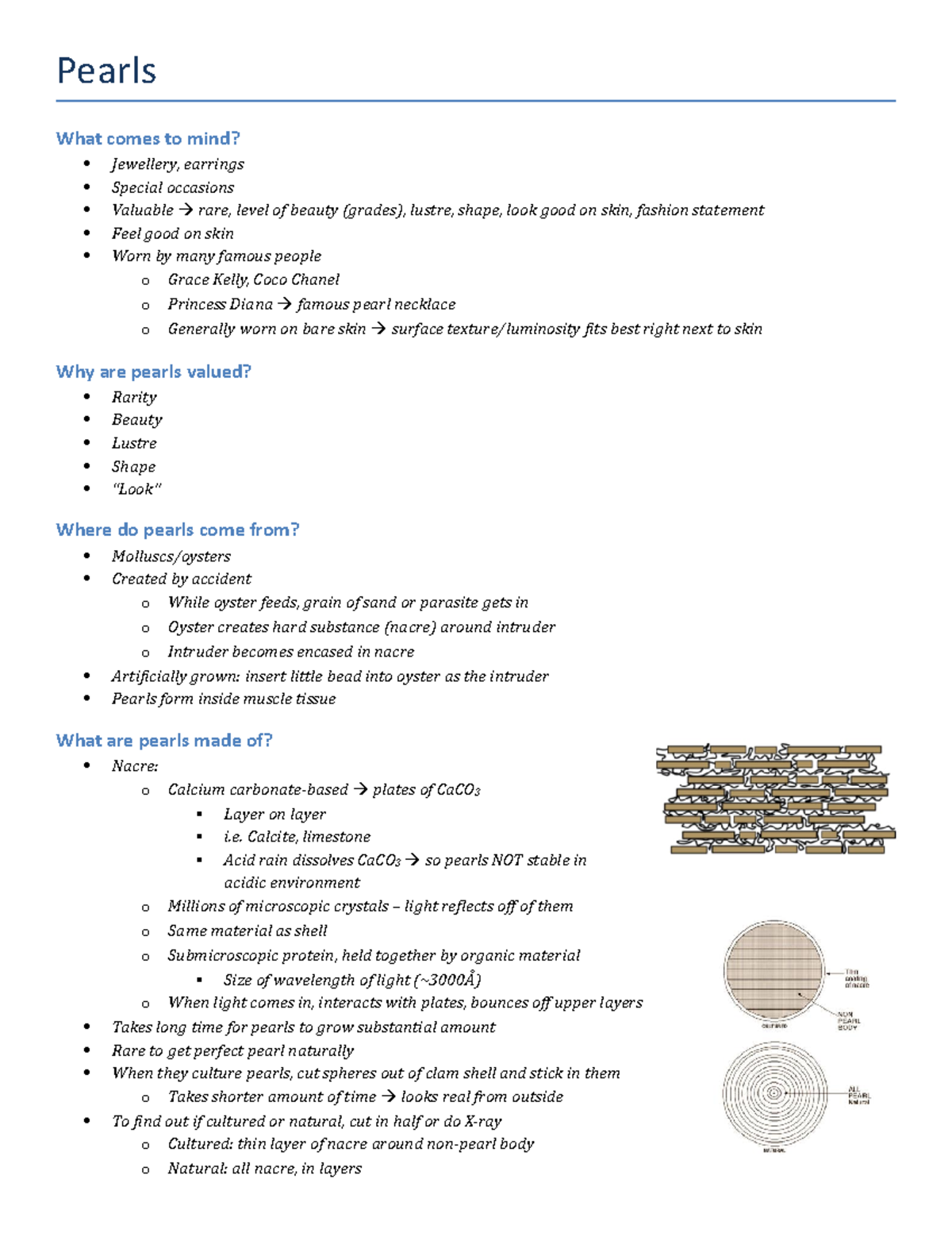 Summary - complete - Pearls What comes to mind? Jewellery, earrings ...