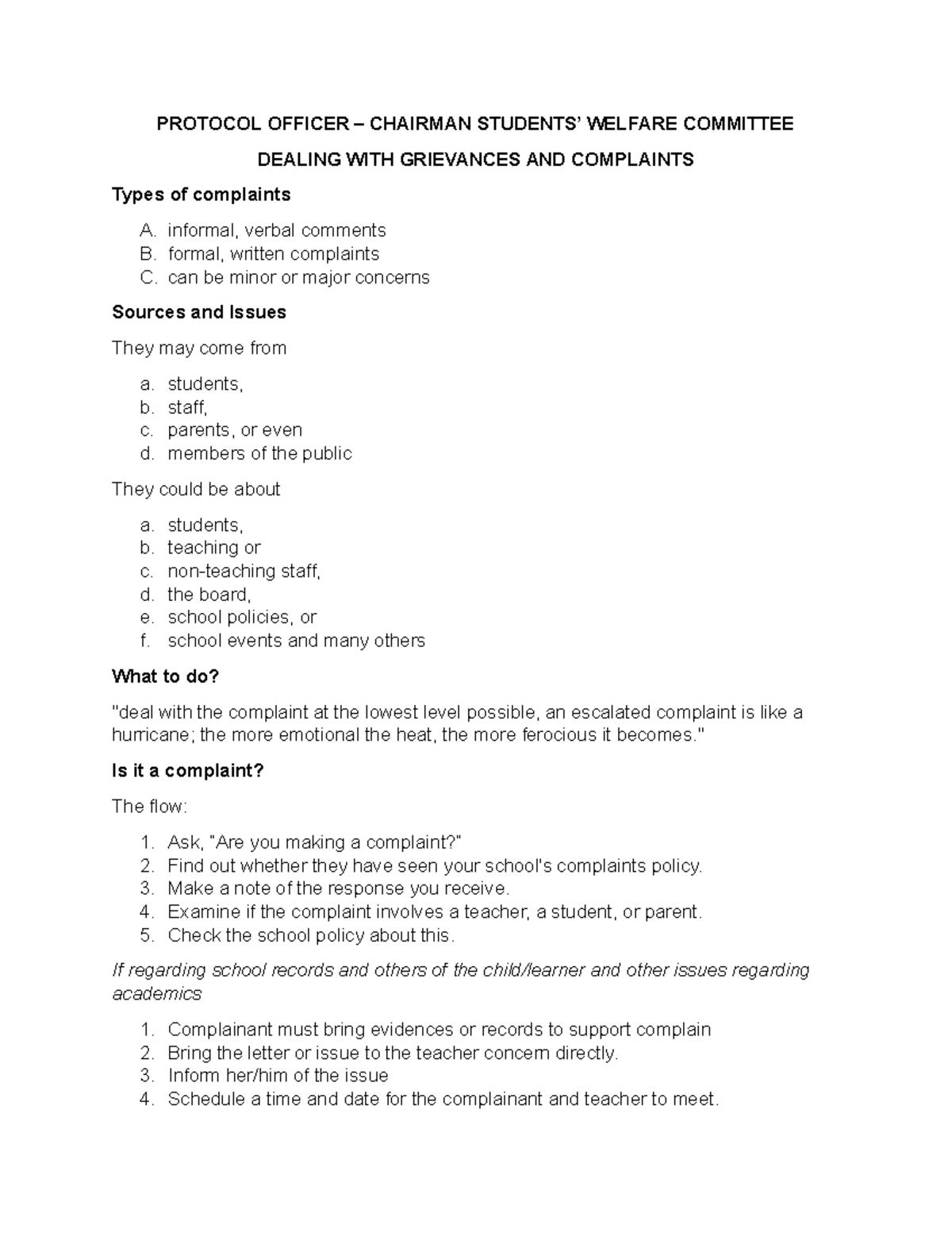 Protocol Officer - Lecture notes 2 - PROTOCOL OFFICER – CHAIRMAN ...