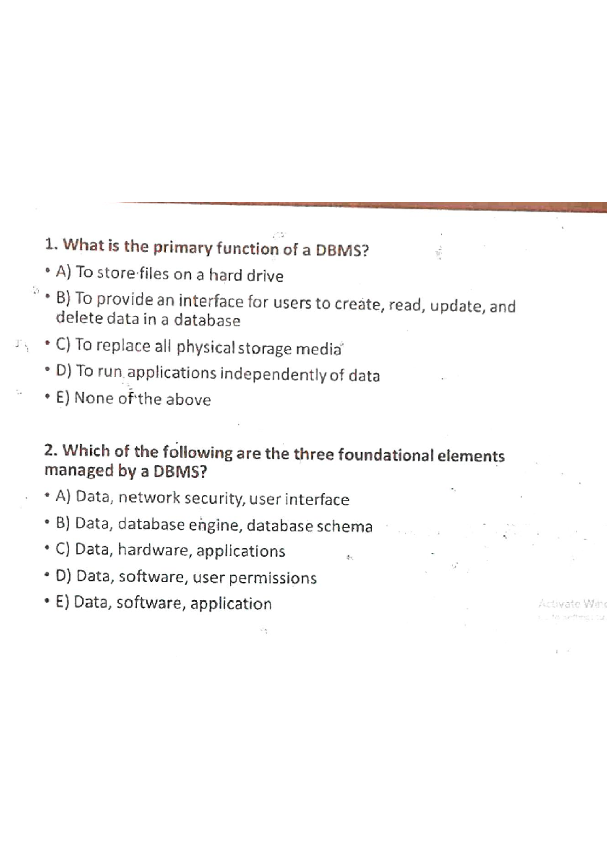 Records Management Reviewer - 1. What is the primary function of a DBMS ...