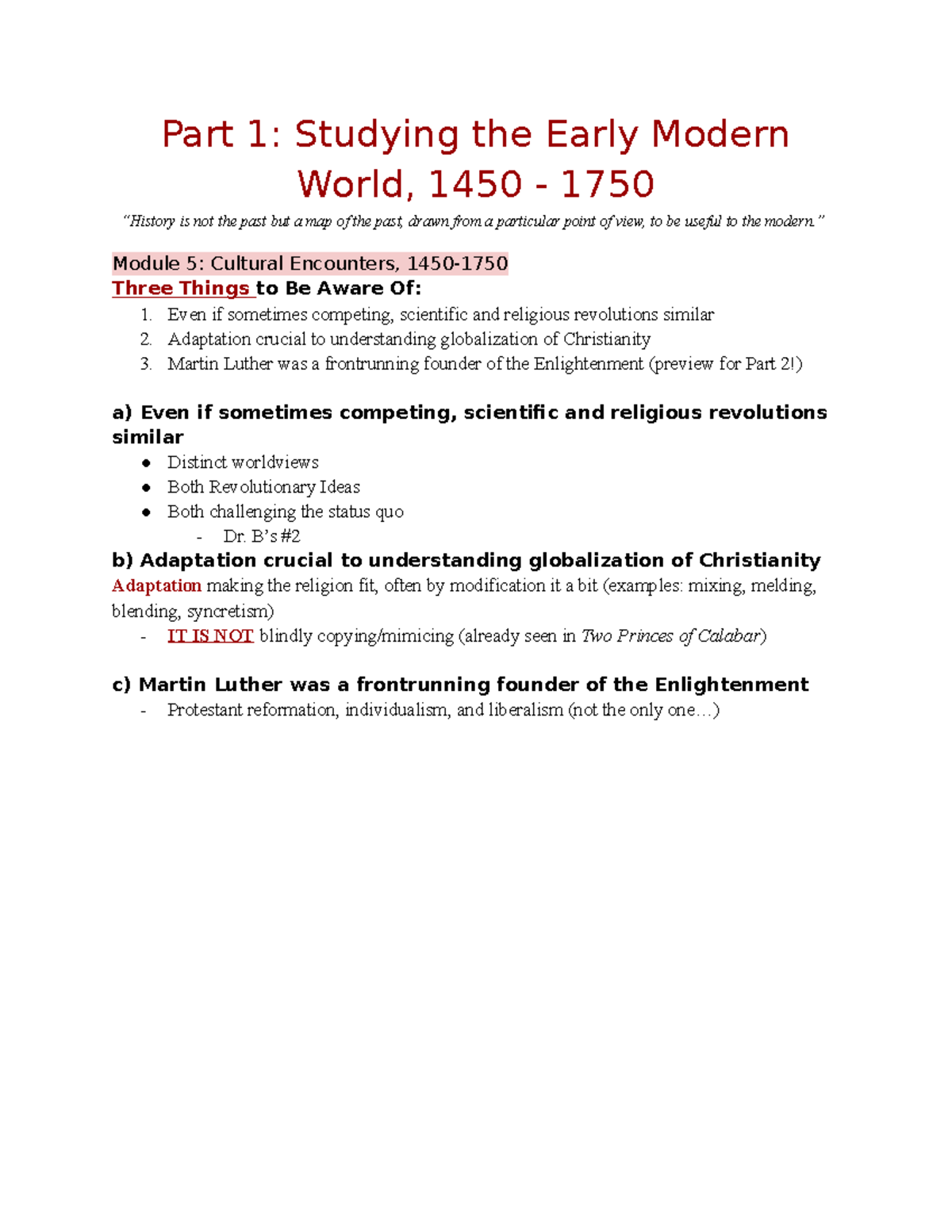 Module 5 Cultural Encounters, 1450 - 1750 - Part 1: Studying the Early ...