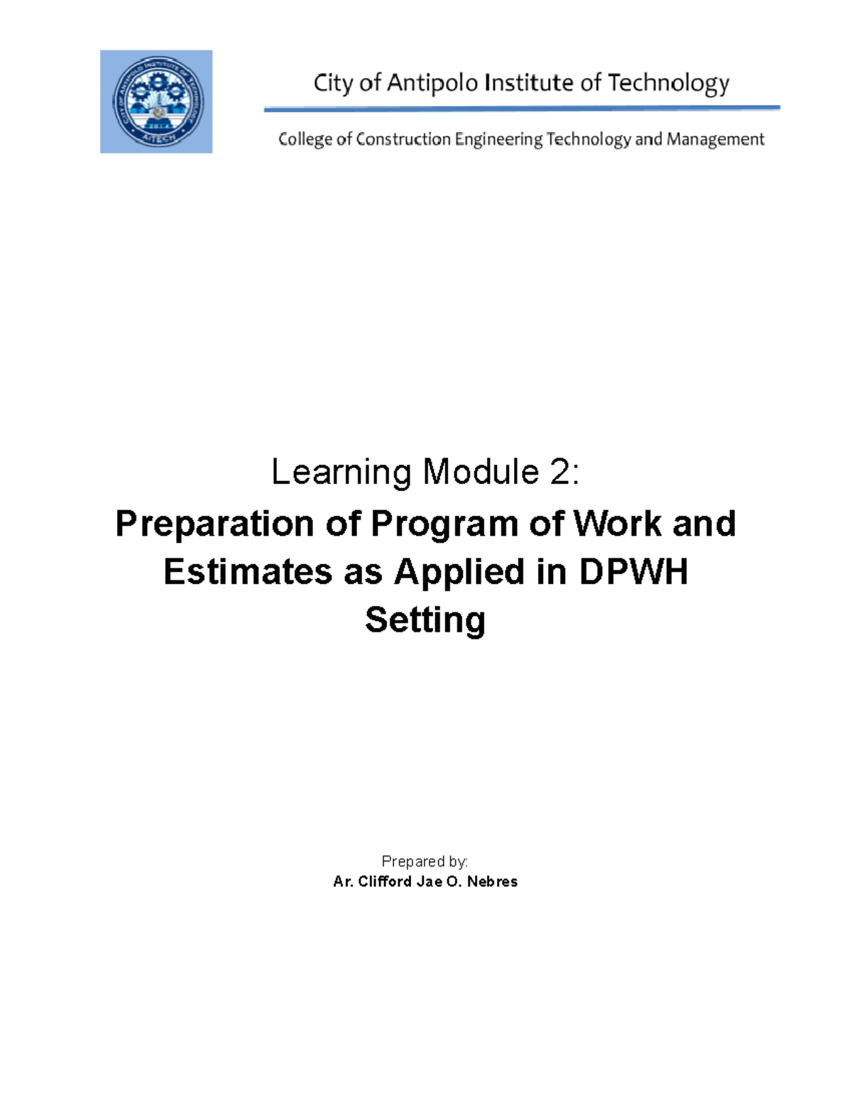 Lesson-2 -Preparation-of-Program-of-Work-and-Estimates-as-Applied-in ...
