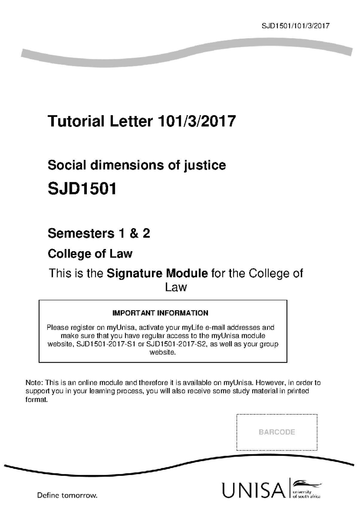 101 2017 3 b - Tutorial letter - SJD1501/101/3/ Tutorial Letter 101/ 3 ...