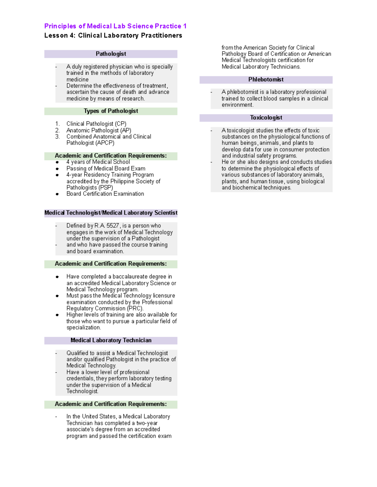 PMLS - L4 - Principles of Medical Laboratory Science - Principles of ...