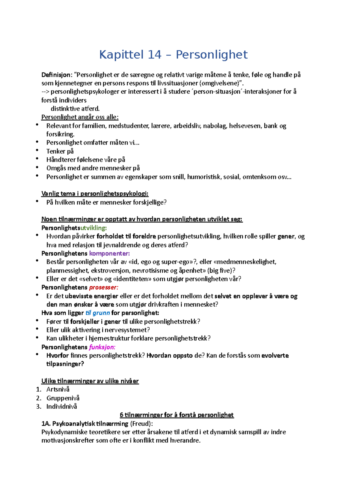 Kapittel 14 - "Psychology: The Science of Mind and Behaviour", (4.utg.) - Kapittel 14 ...