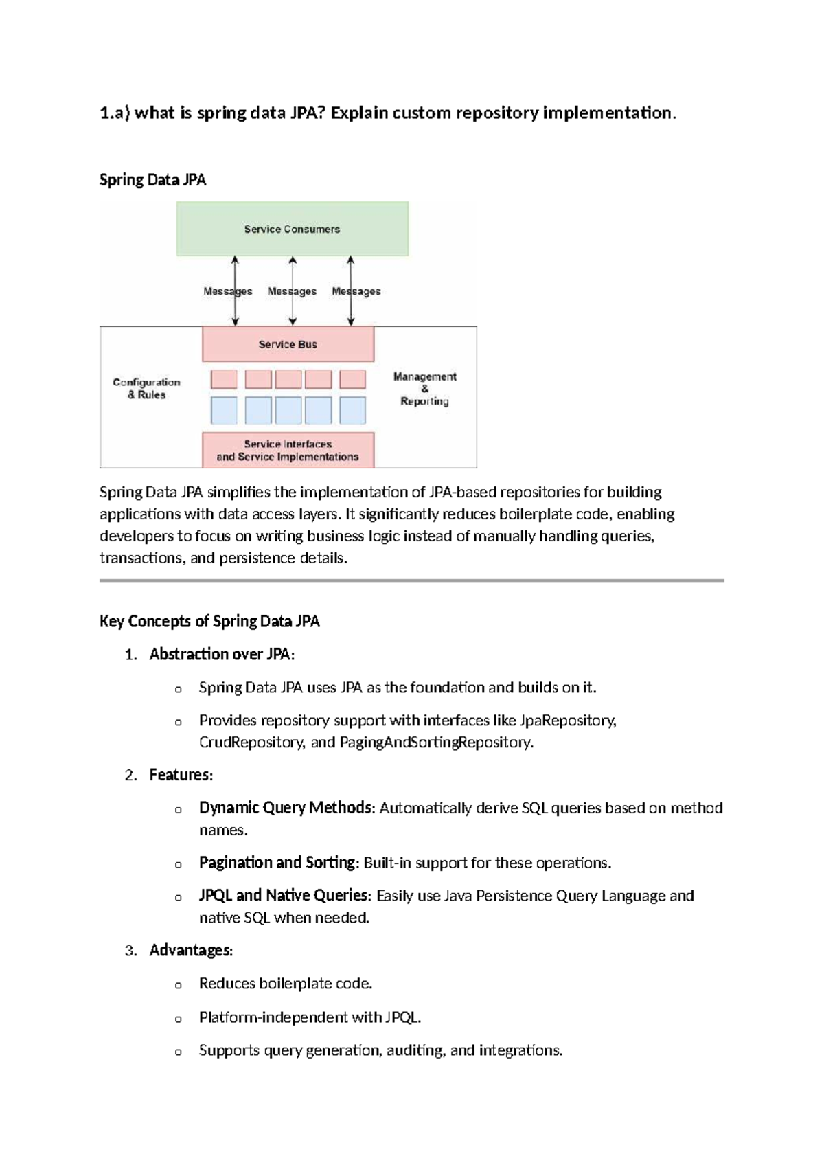Apims mid2 big - dasf - 1) what is spring data JPA? Explain custom repository implementation ...