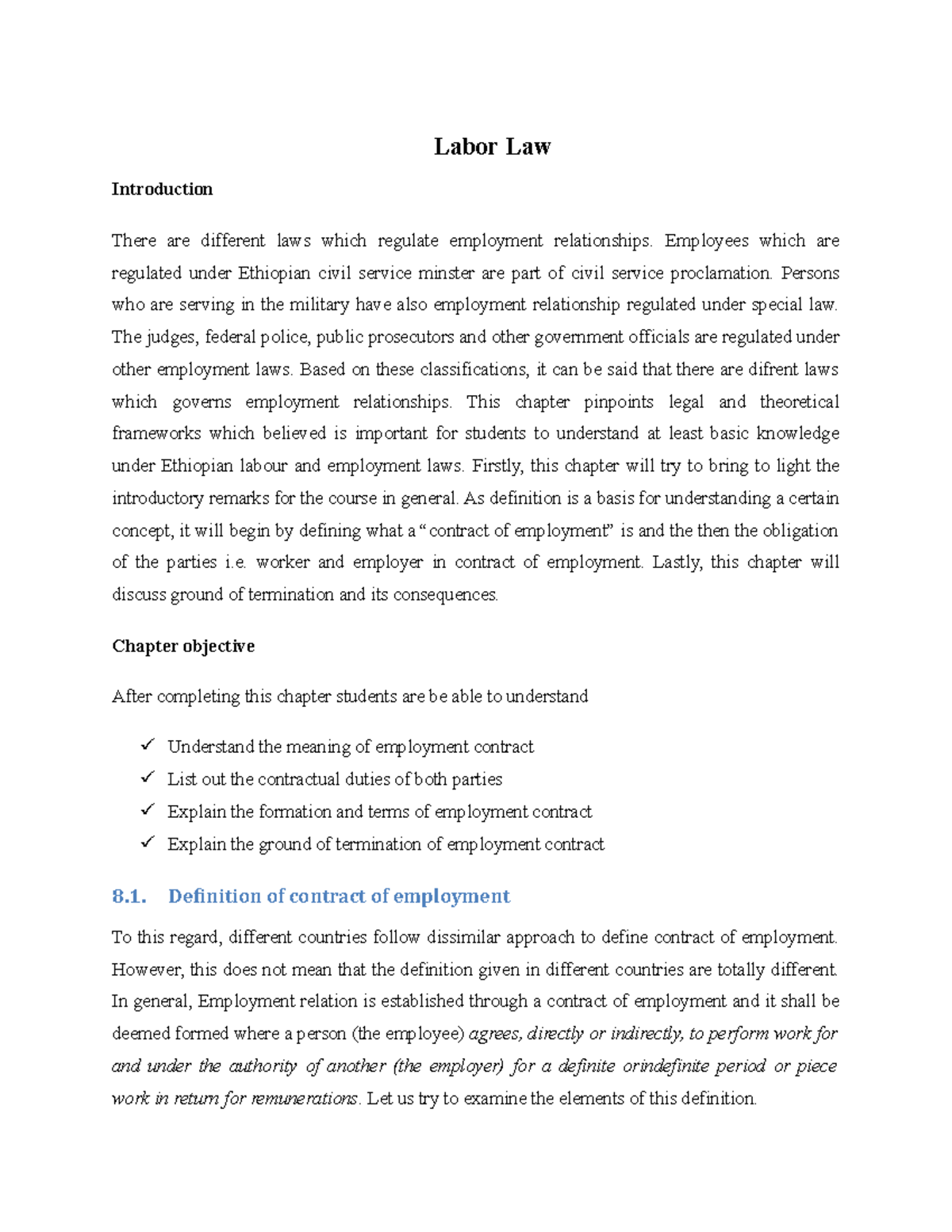 BL - Chapter 7, Labor Law - Labor Law Introduction There are different ...