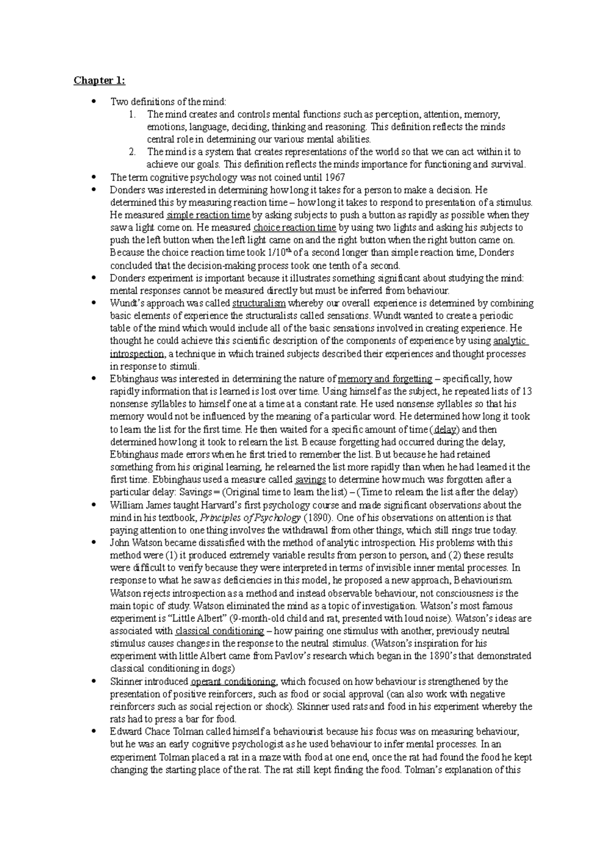 Text chapter 1 - Summary Cognitive Psychology: Connecting Mind Research ...