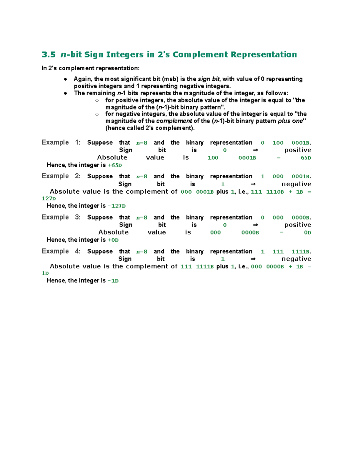 Java Programming Tutorial 29 3 N Bit Sign Integers In 2s Complement Representation In 2s