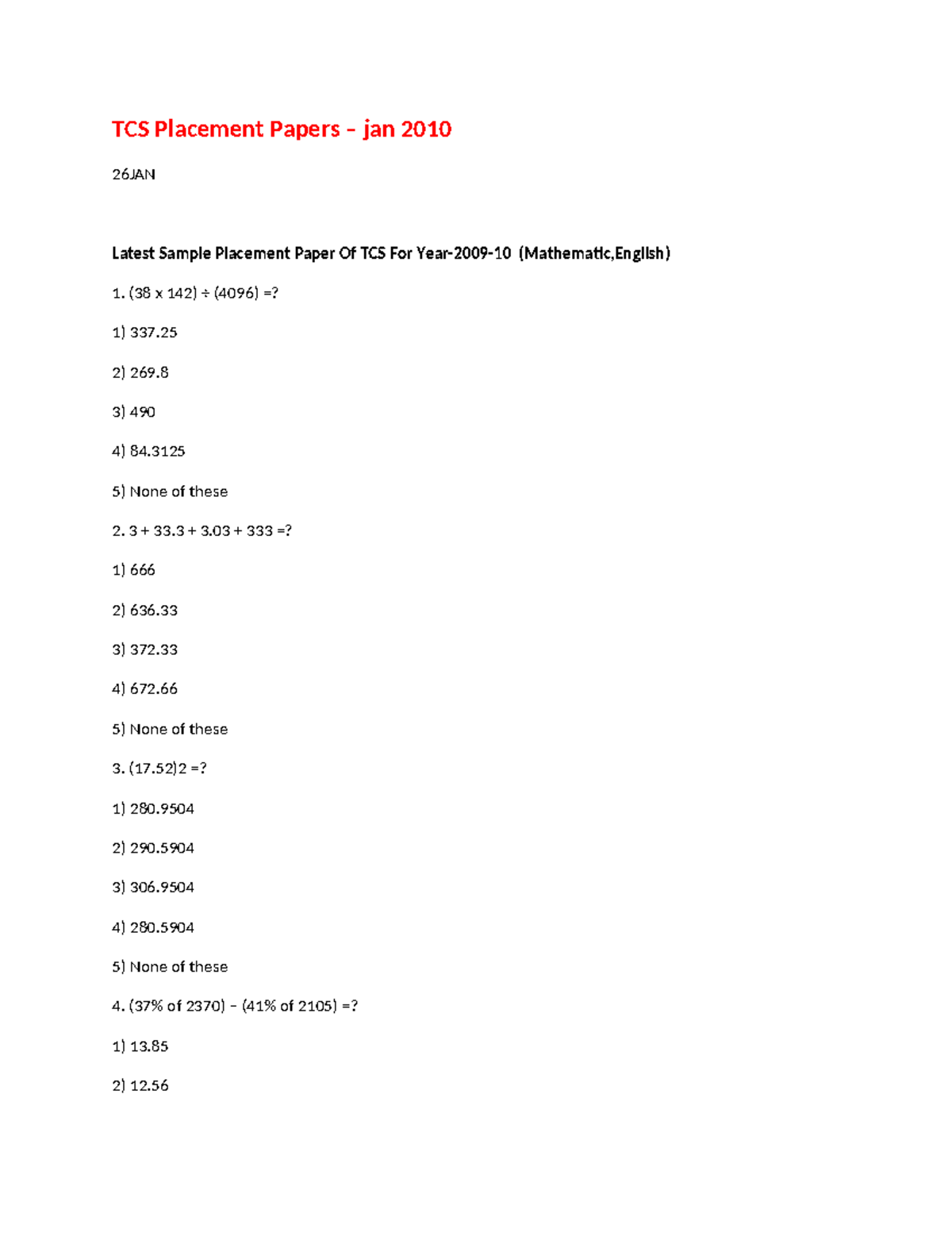 (www.entrance-exam.net)-TCS Placement Sample Paper 1 - TCS Placement ...