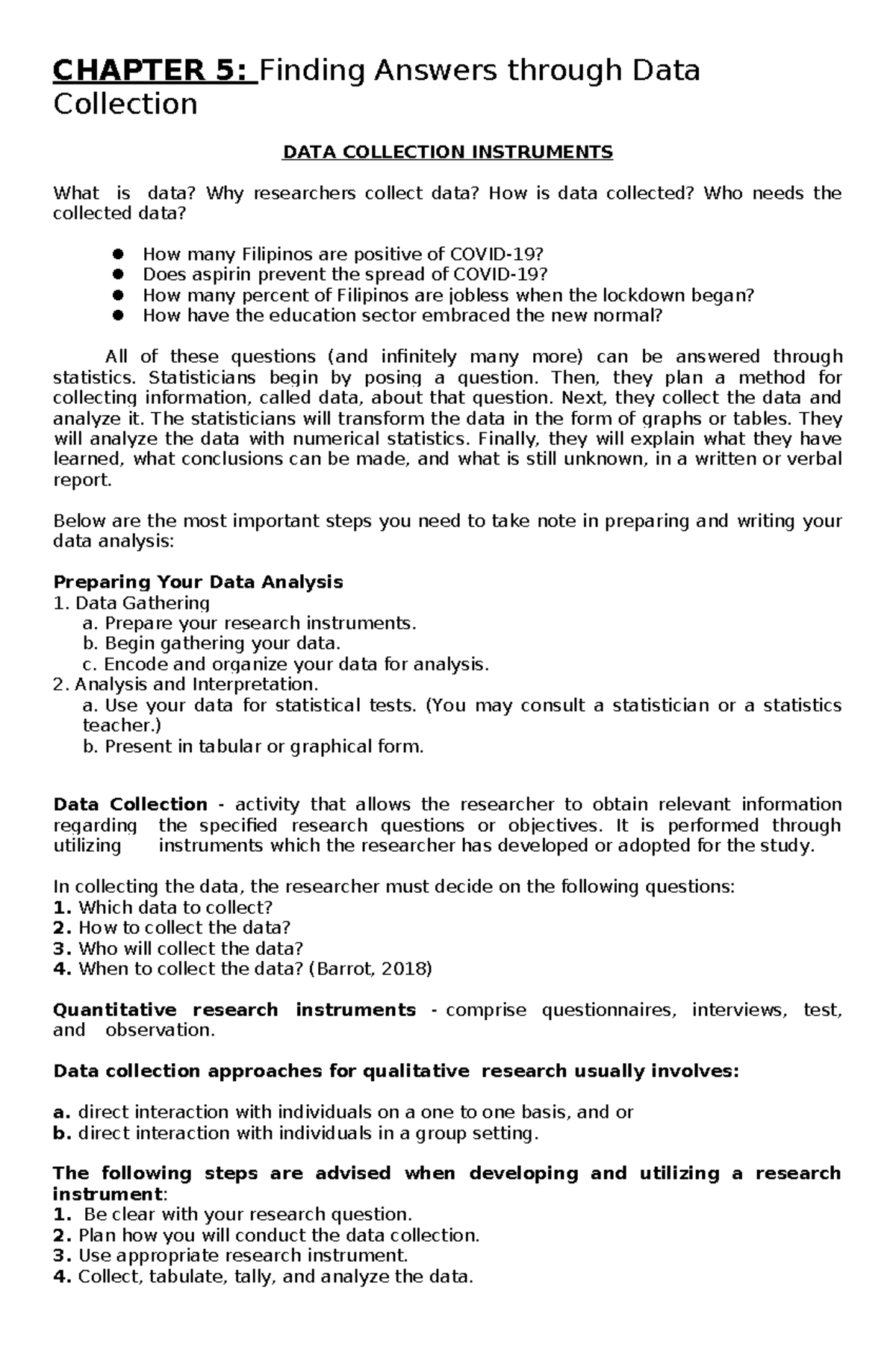 Finding Answers through Data Collection 1 - CHAPTER 5: Finding Answers ...