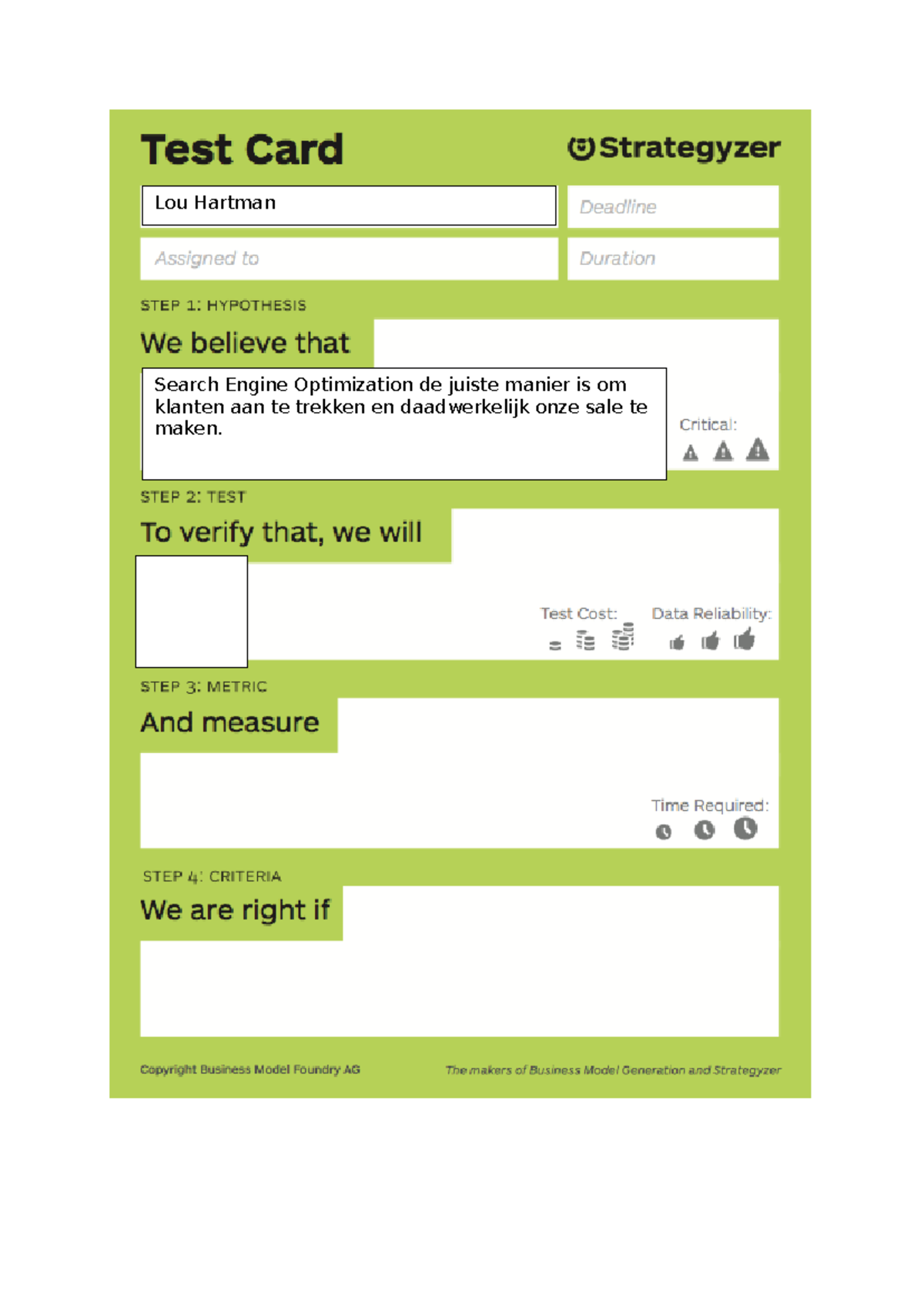 Testkaart project - Project - Lou Hartman Search Engine Optimization de ...