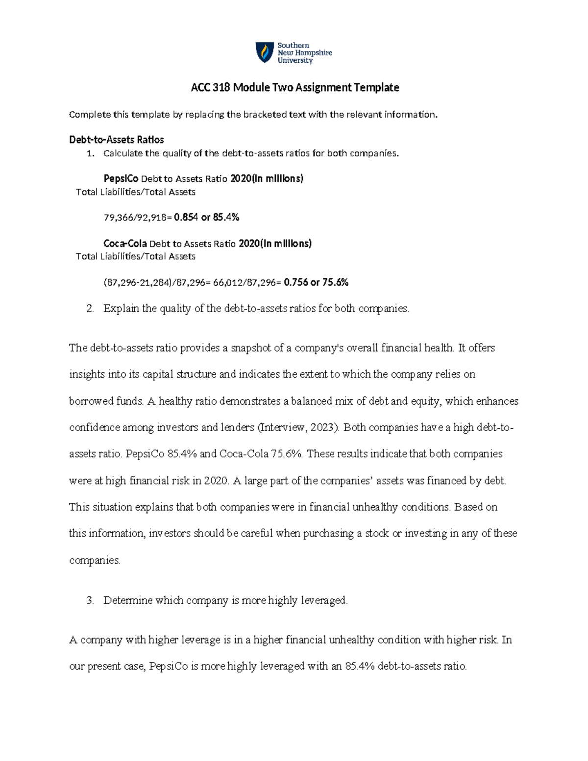 ACC 318 Mod Two Assignment Template - ACC 318 Module Two Assignment ...