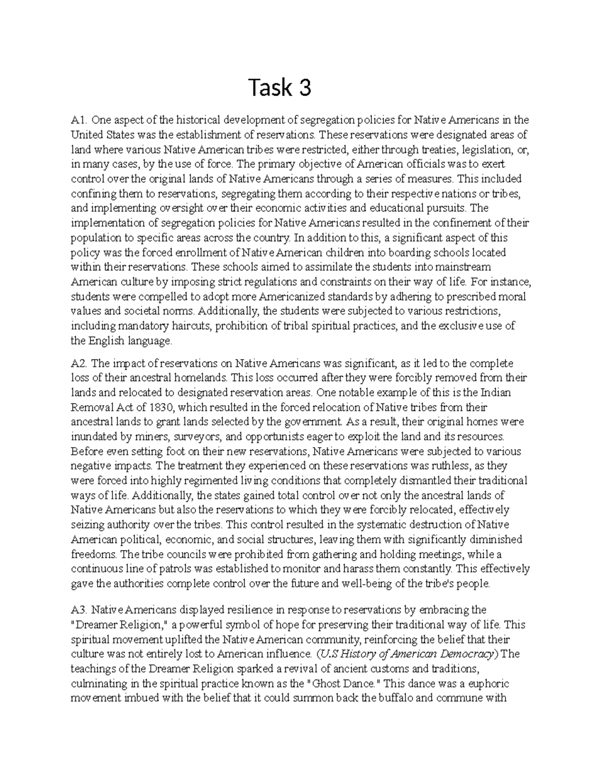 Chirstine Task3 History - Task 3 A1. One aspect of the historical development of segregation ...