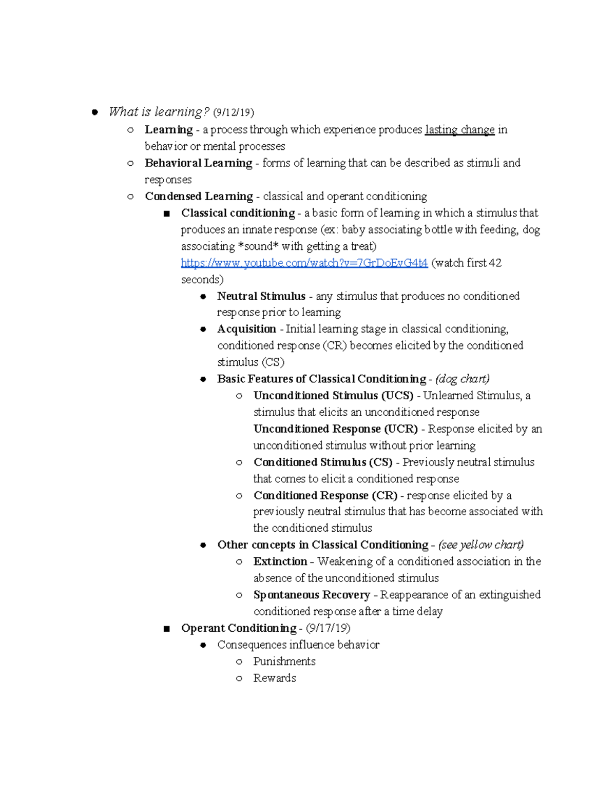 What Is Learning Lecture Notes 4 What Is Learning 9 12 19