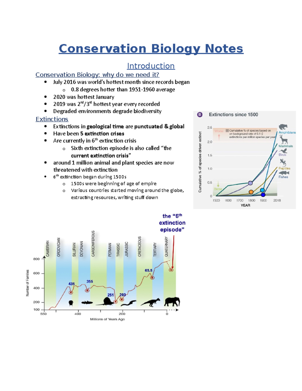 Conservation Biology Notes - Conservation Biology Notes Introduction ...