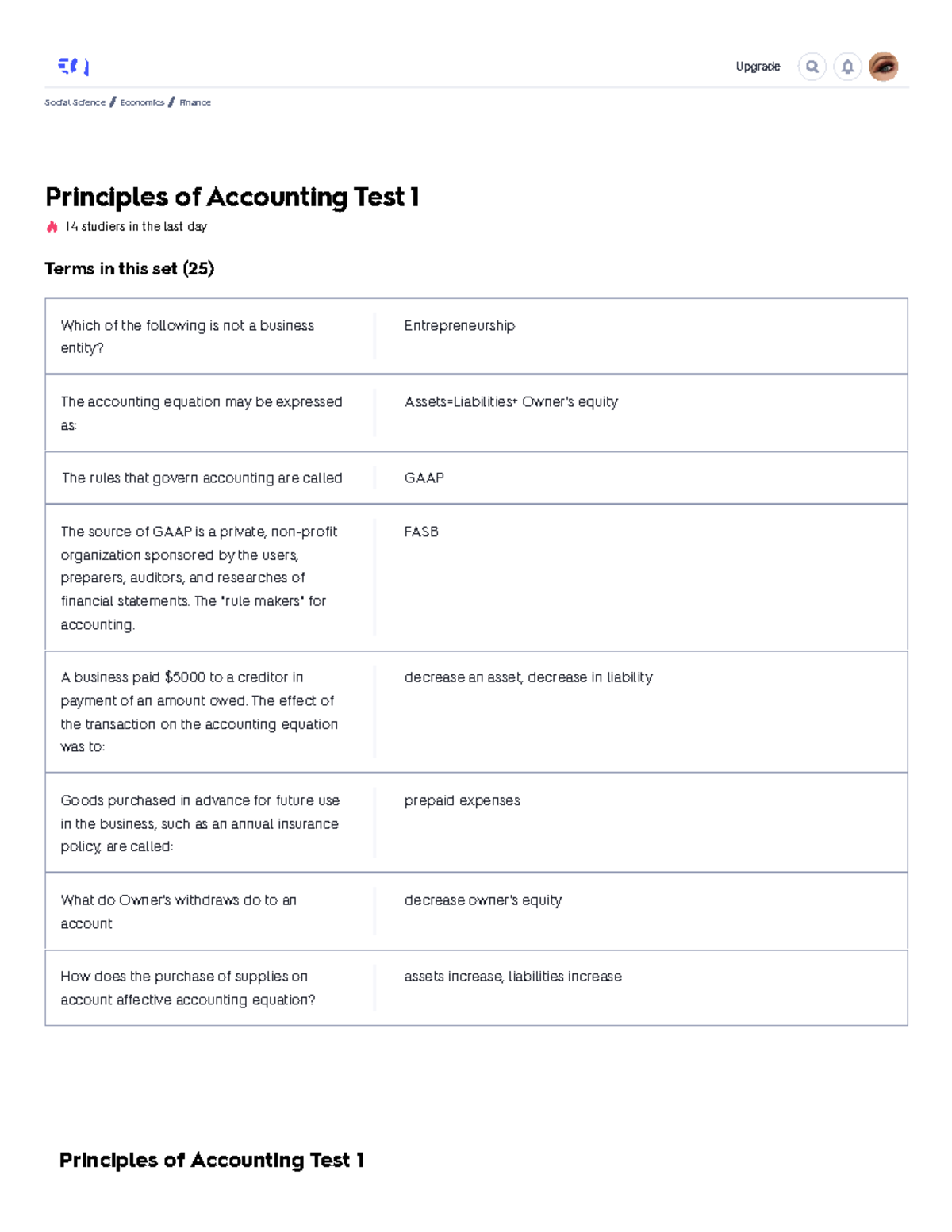 Principles of Accounting Test 1 - Upgrade Principles of Accounting Test ...