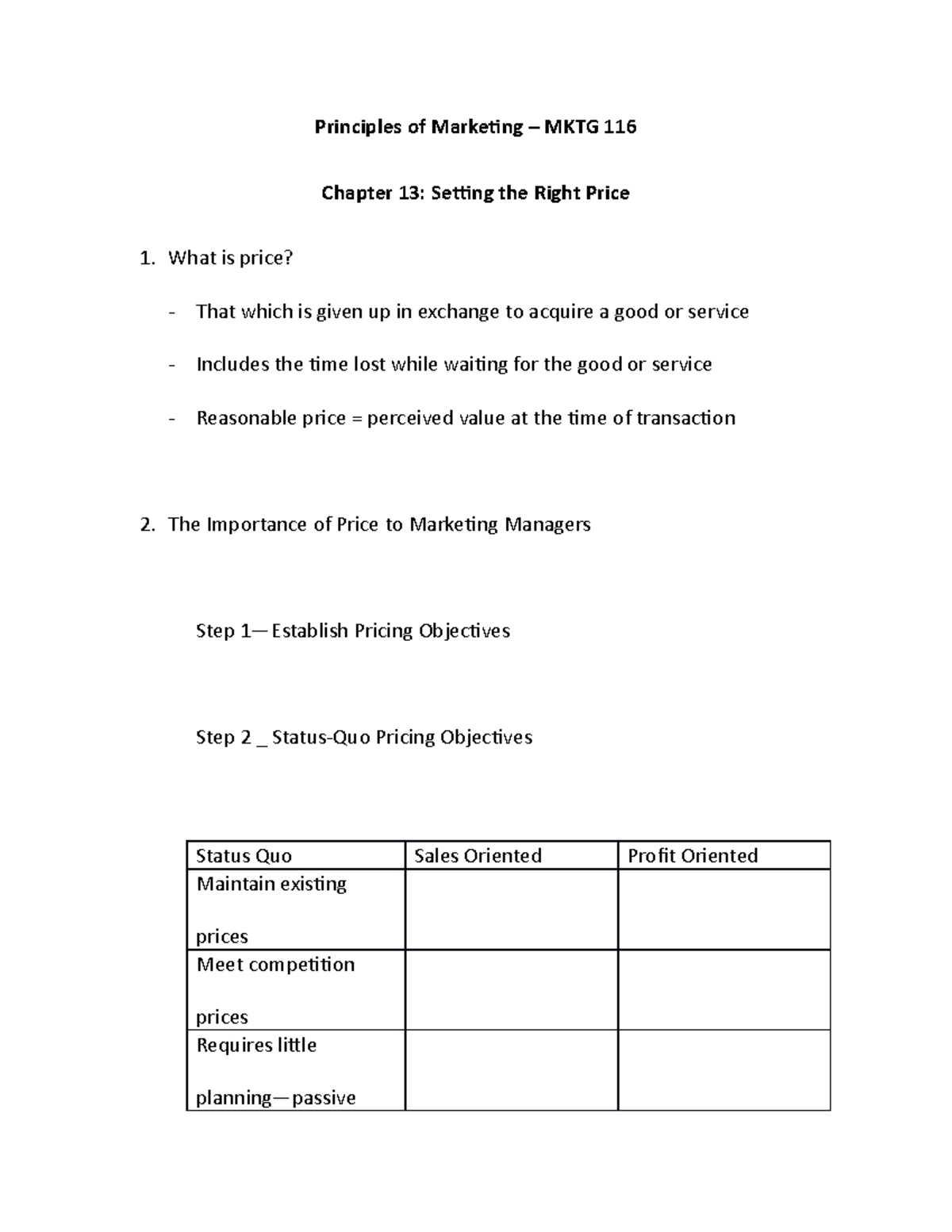 Principles of Marketing - MKTG 116 - Chapter 13 - Studocu