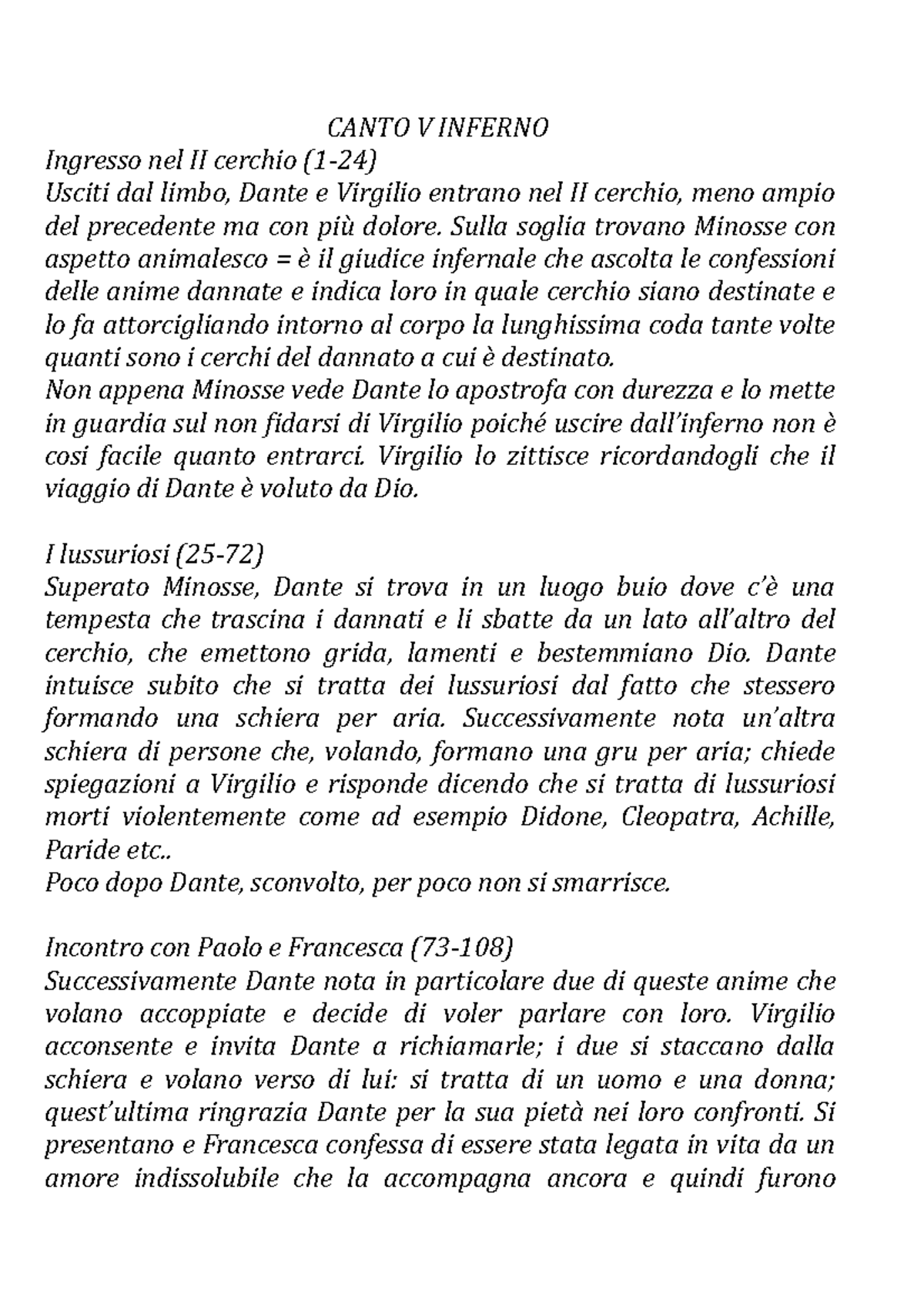 Canto V inferno - CANTO V INFERNO Ingresso nel II cerchio (1-24) Usciti ...