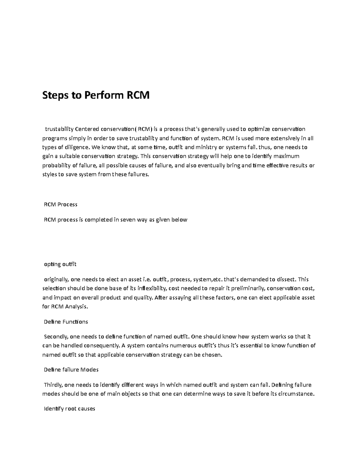 Steps to Perform RCM - Steps to Perform RCM trustability Centered ...
