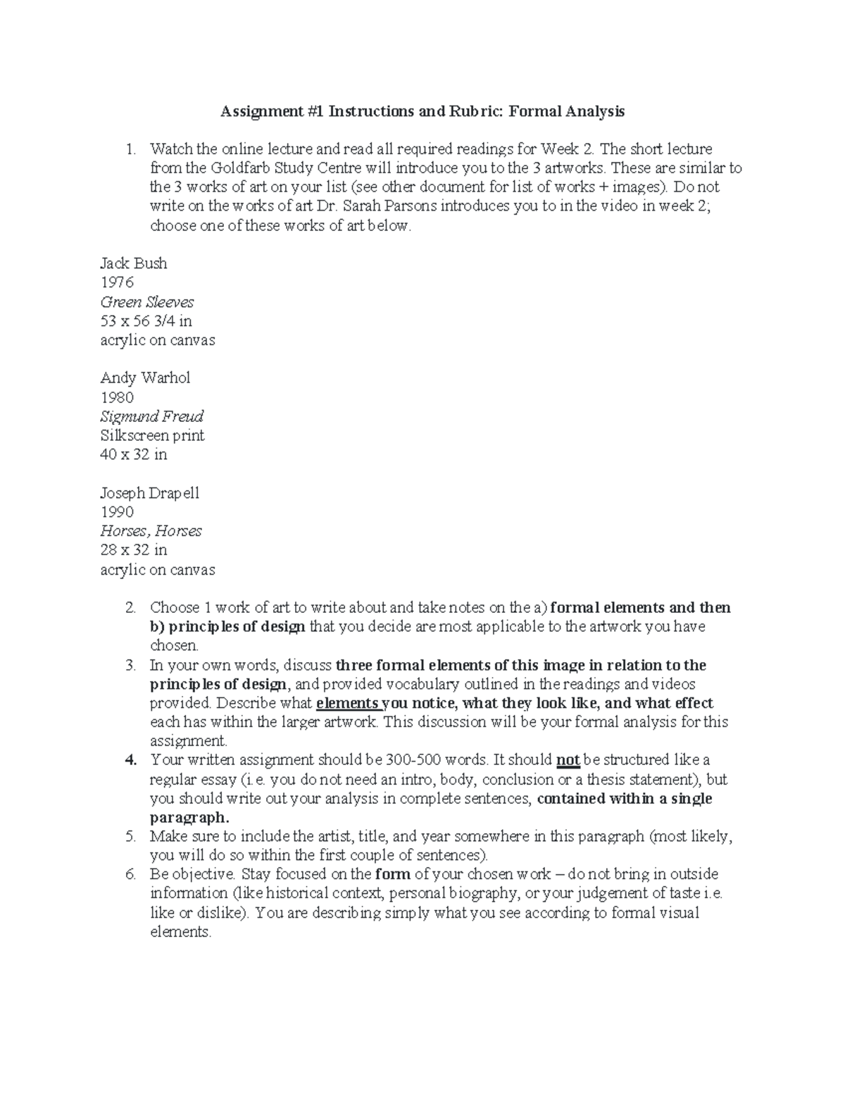 Assignment 1 instructions rubric fall 2023 - Assignment #1 Instructions and Rubric: Formal ...