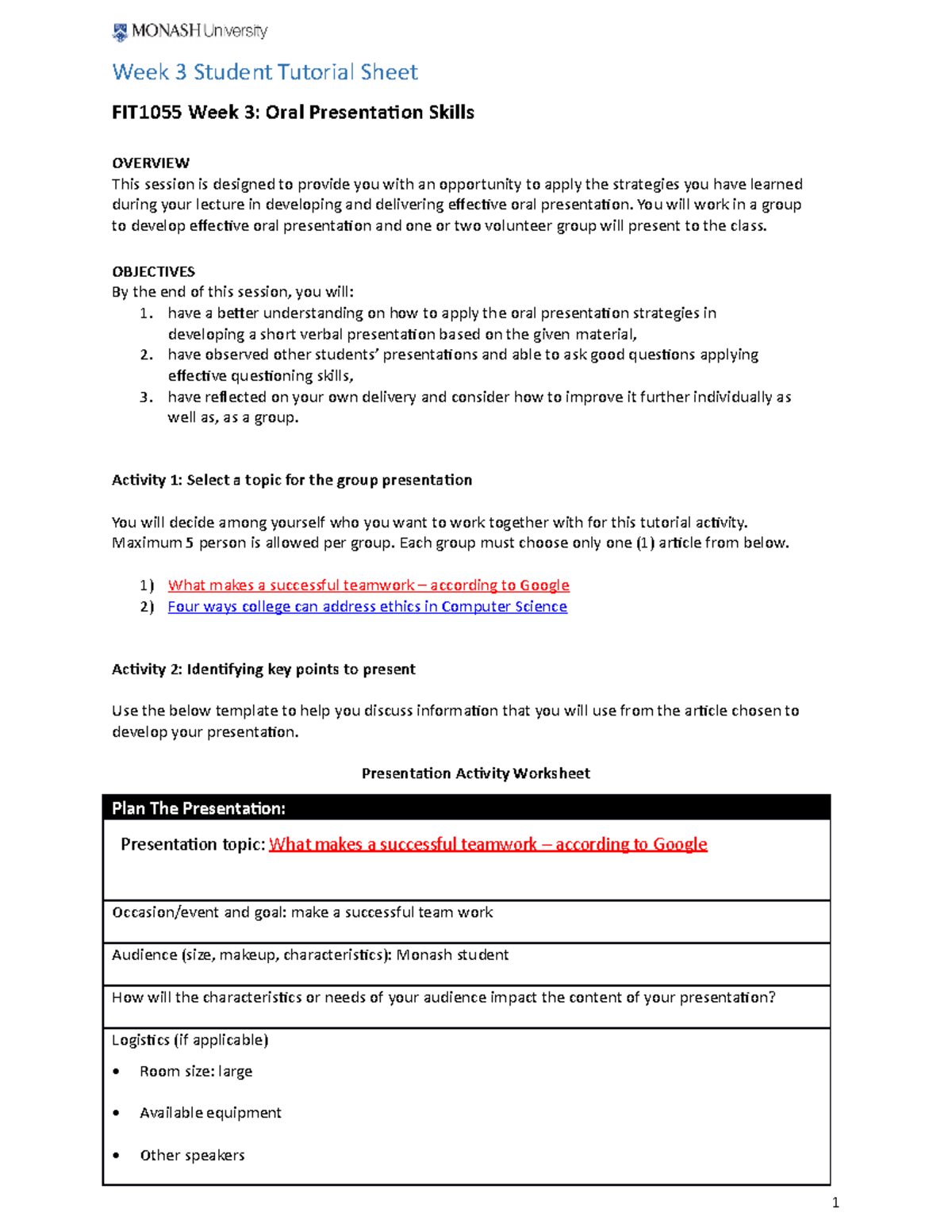 FIT1055 Wk3 student tutorial sheet S1, 2022 - Week 3 Student Tutorial Sheet FIT1055 Week 3: Oral ...