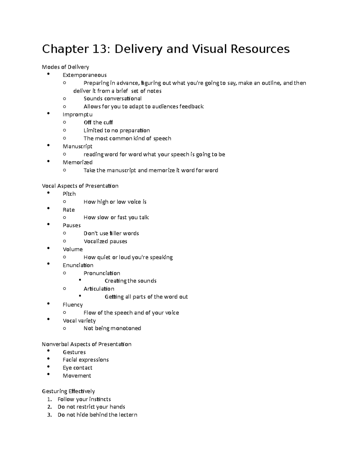 Chapter 13 - Professor Crowley - Chapter 13: Delivery and Visual Resources Modes of Delivery ...