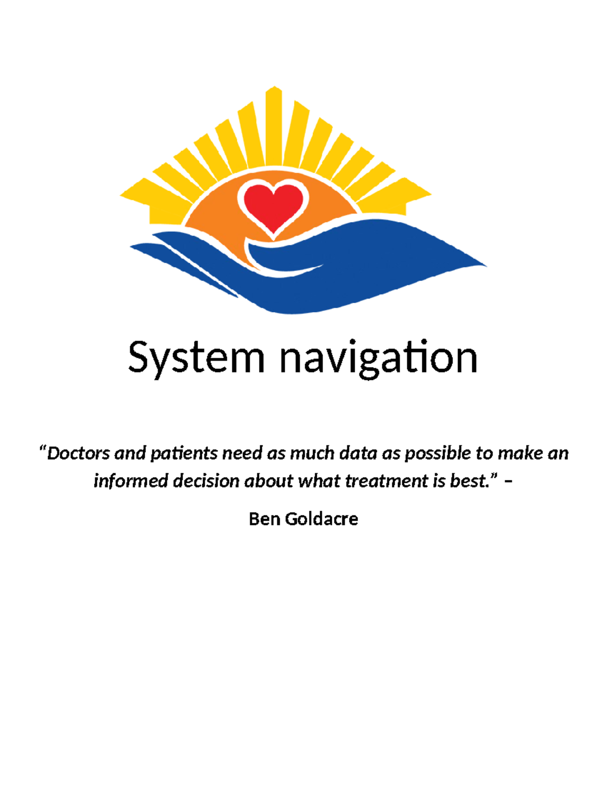 1D system navigation - Workbook - System navigation “Doctors and ...