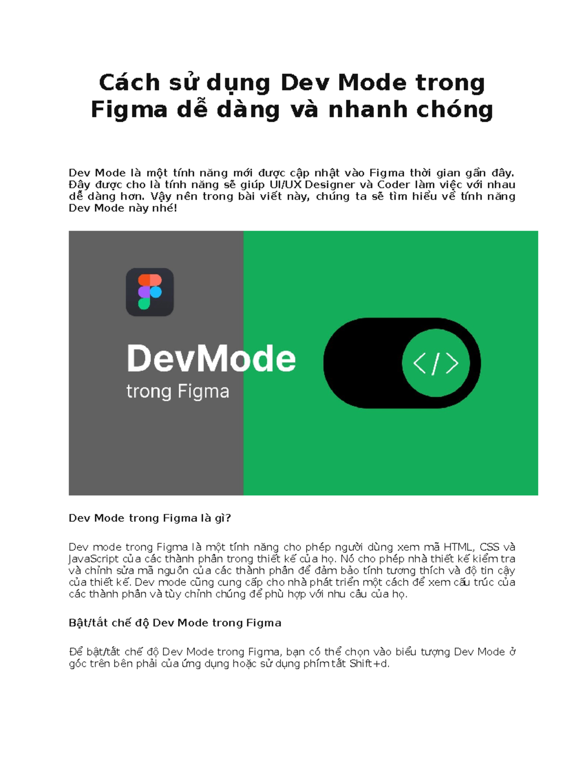 Dev mode - Dev mode trong Figma là một tính năng cho phép người dùng ...