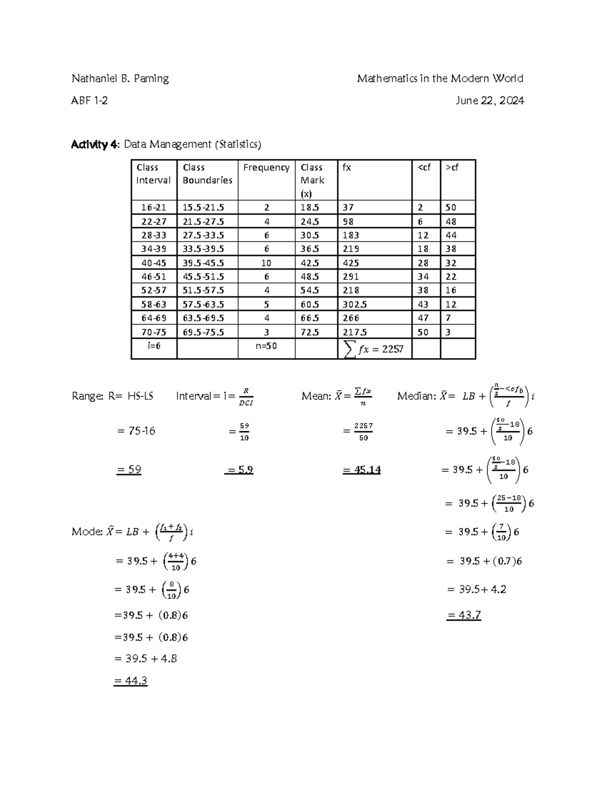 Activity 4 & 5math - Nathaniel B. Paming Mathematics in the Modern ...