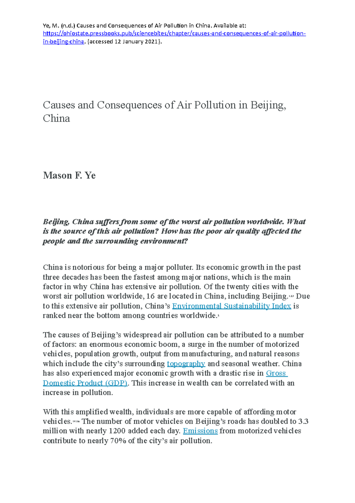 Air pollution in China - - Studocu