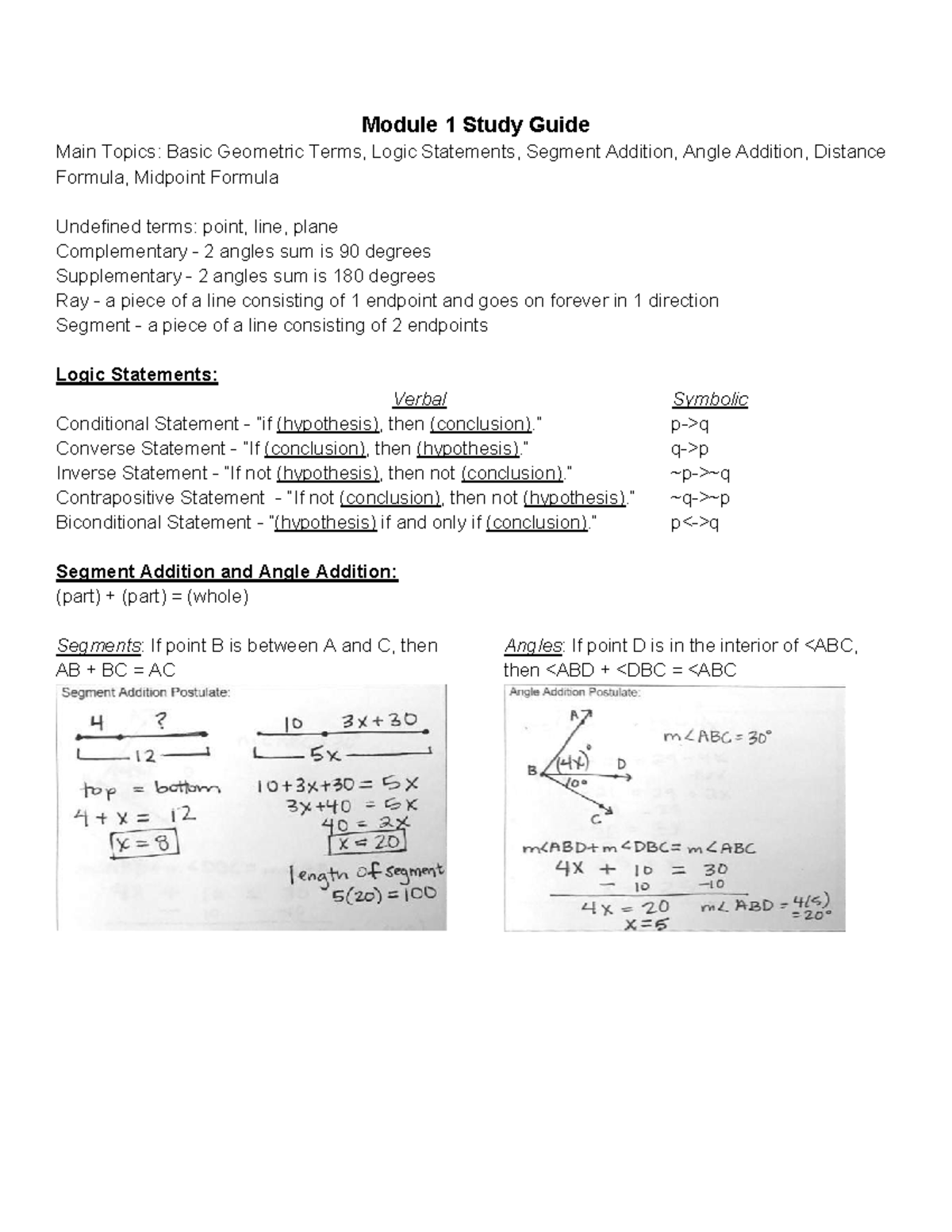Geometry Midterm Study Guide 2021-2022 Compressed - Module 1 Study ...