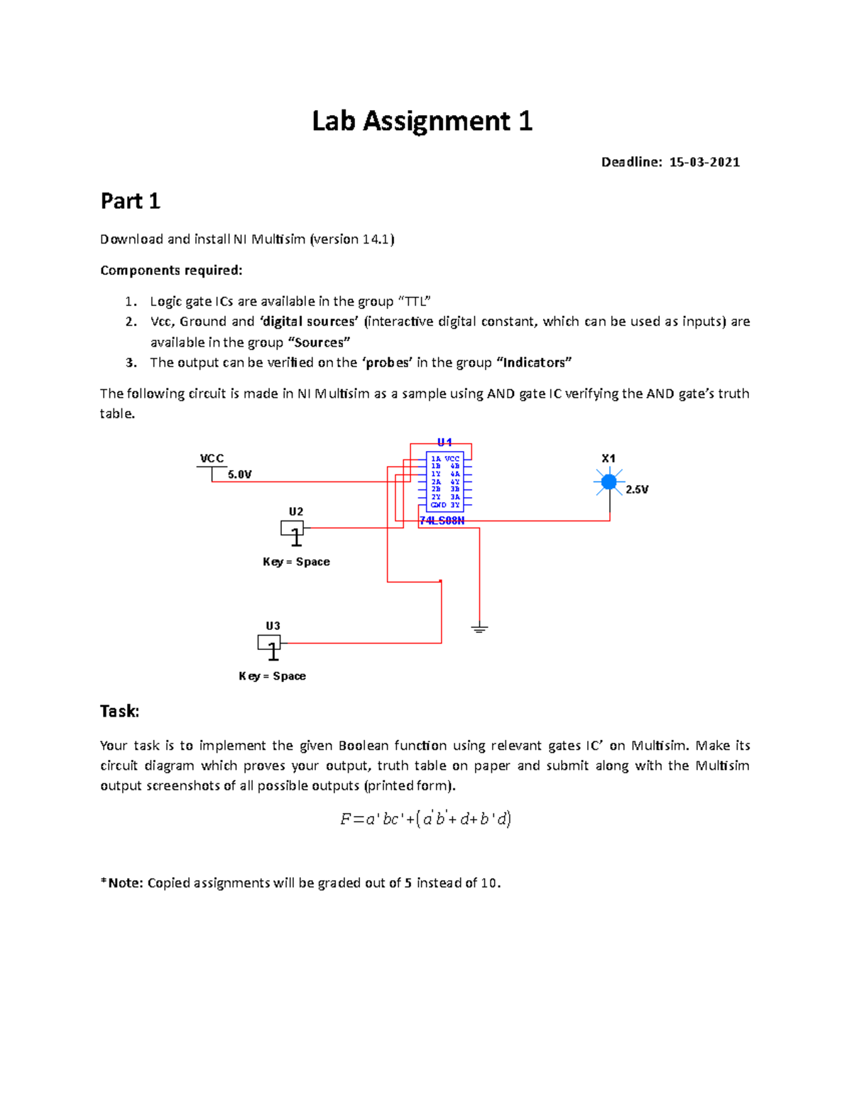 DLD assignment 1 - CS - Lab Assignment 1 Deadline: 15-03- Part 1 ... DLD assignment 1 - CS - Lab Assignment 1 Deadline: 15-03- Part 1 ...