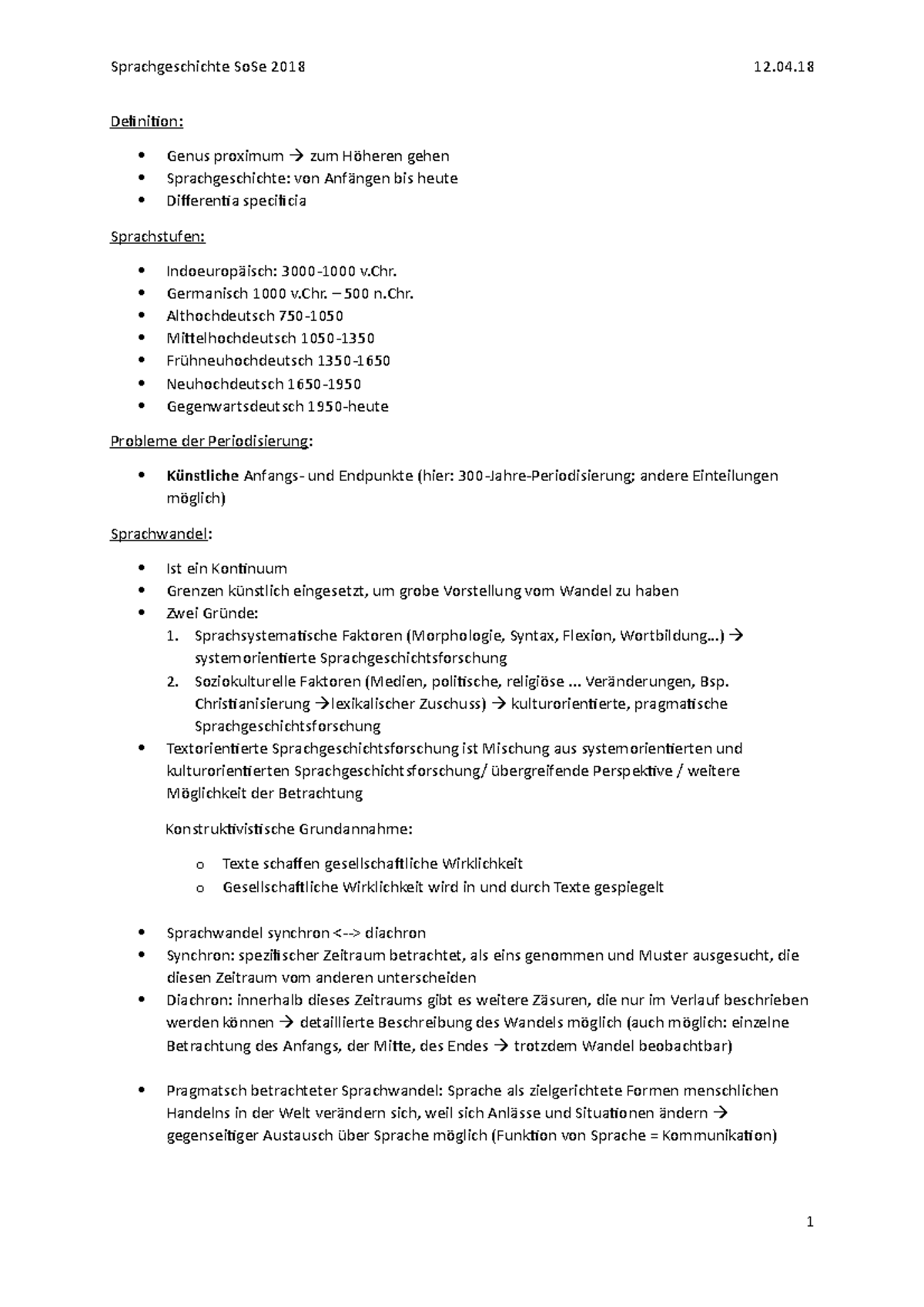 Sprachgeschichte So Se2018 12 - Definition: Genus proximum zum Höheren ...