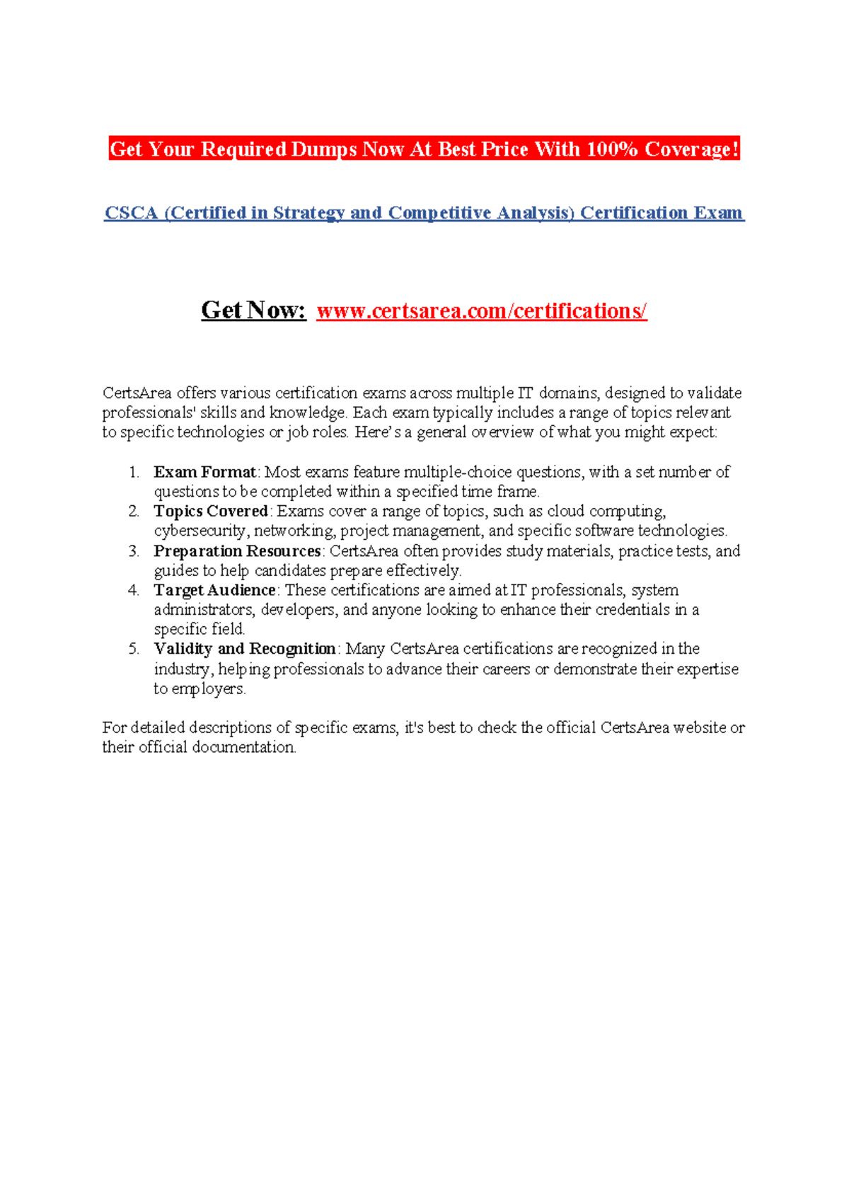 CSCA (Certified in Strategy and Competitive Analysis) Certification ...