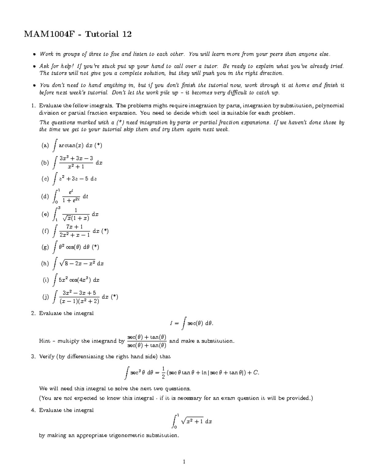Tutorial 12 - Copy - MAM1004F - Tutorial 12 Work in groups of three to ...