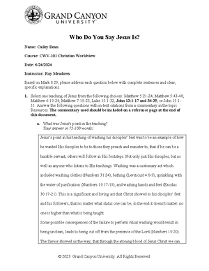 Christian Worldview CWV 101 301 RS Topic 5 Benchmark Gospel Essentials ...