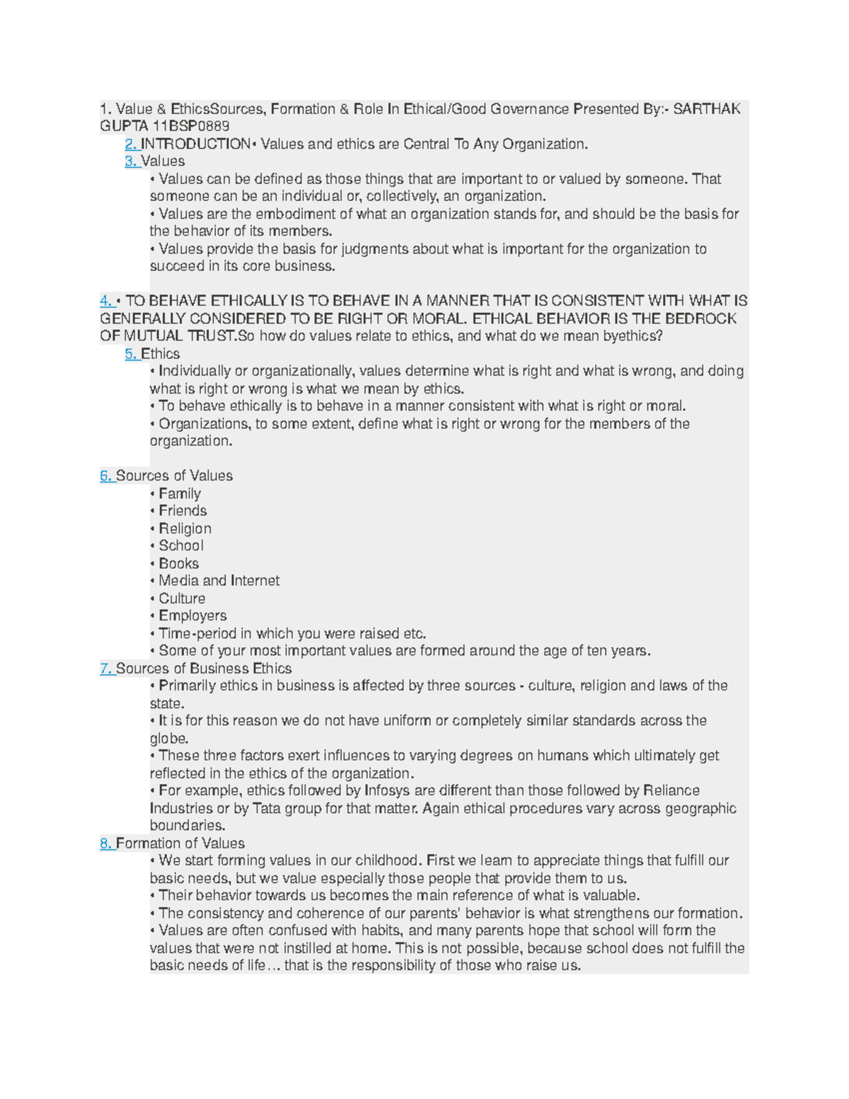 Sample OF Professional AND Ethical Standard - Value & EthicsSources ...