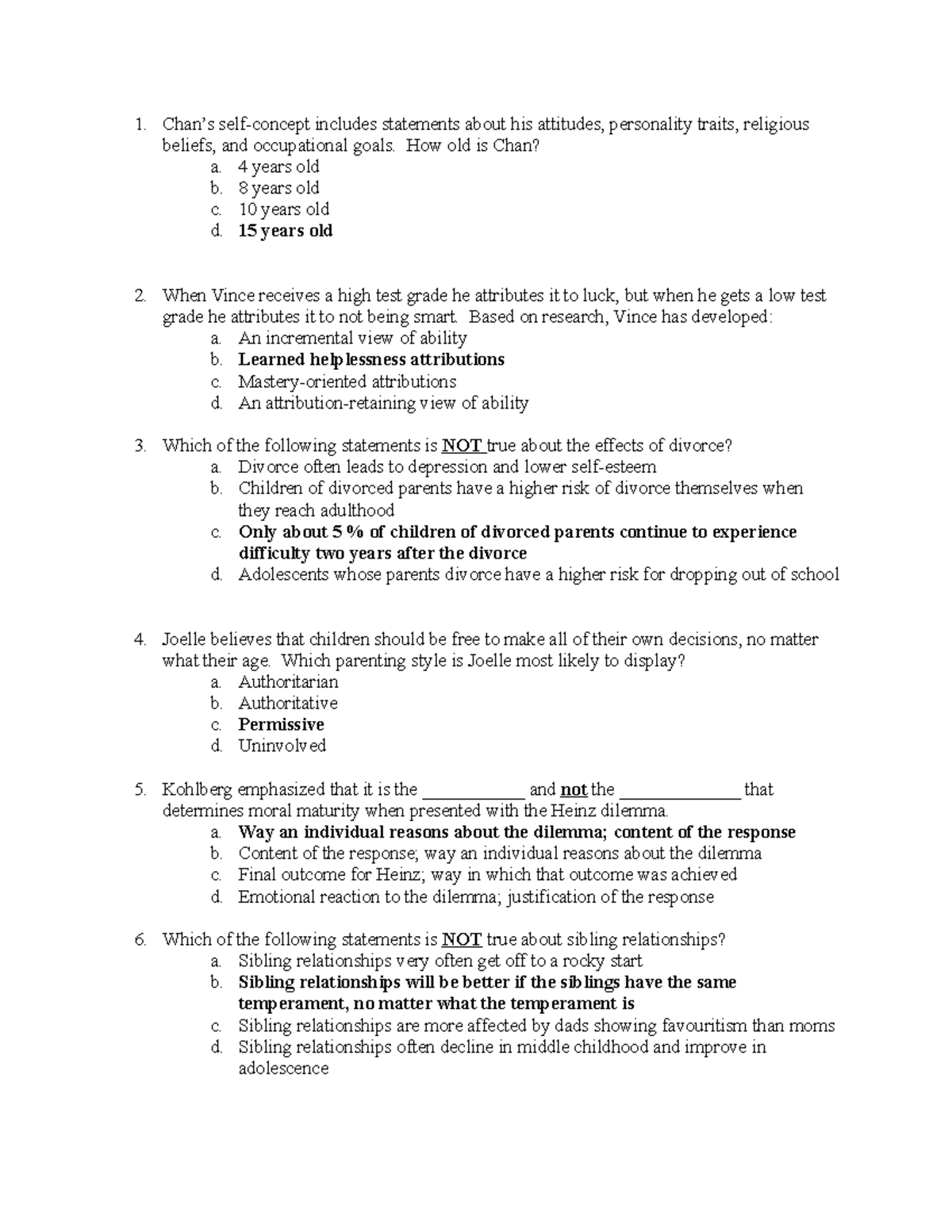 Practice test for final - Chan’s self-concept includes statements about ...