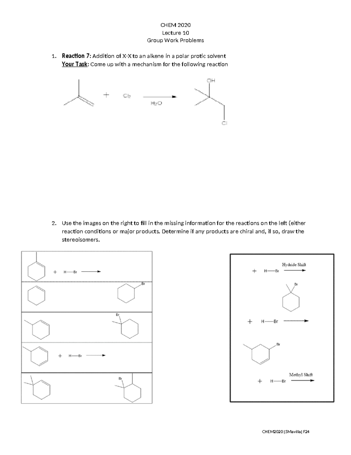 Lecture 10 Group Work Questions - biol 2020 - CHEM 2020 Lecture 10 ...