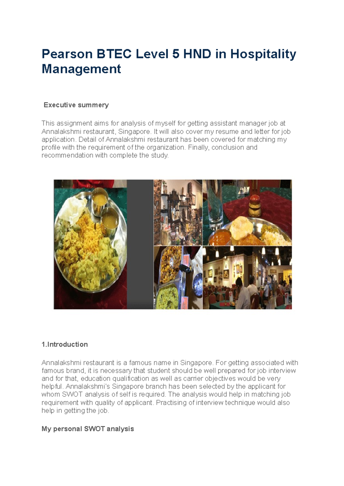 Pearson BTEC Level 5 HND in Hospitality Management - Pearson BTEC Level ...